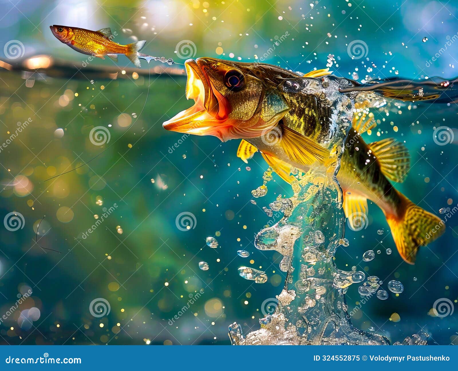 A Fish is Jumping Out of the Water Stock Image - Image of bass, bubble ...