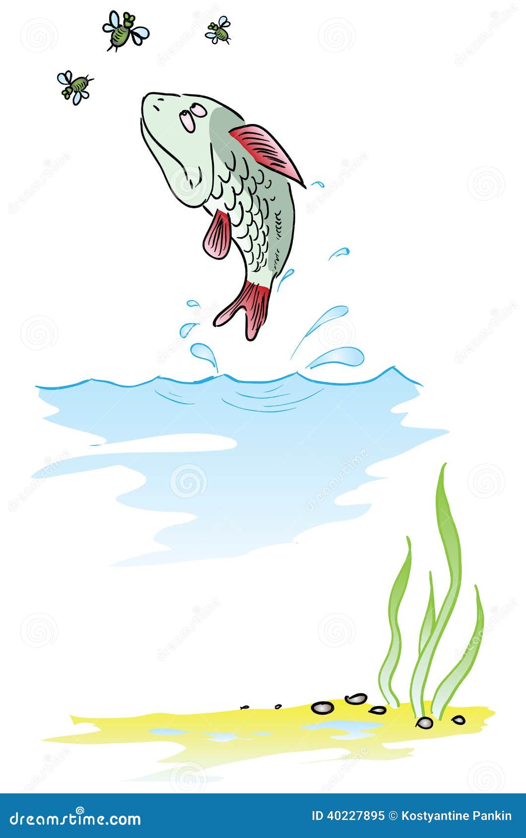 Fish jumping out of water stock vector. Illustration of vector - 40227895