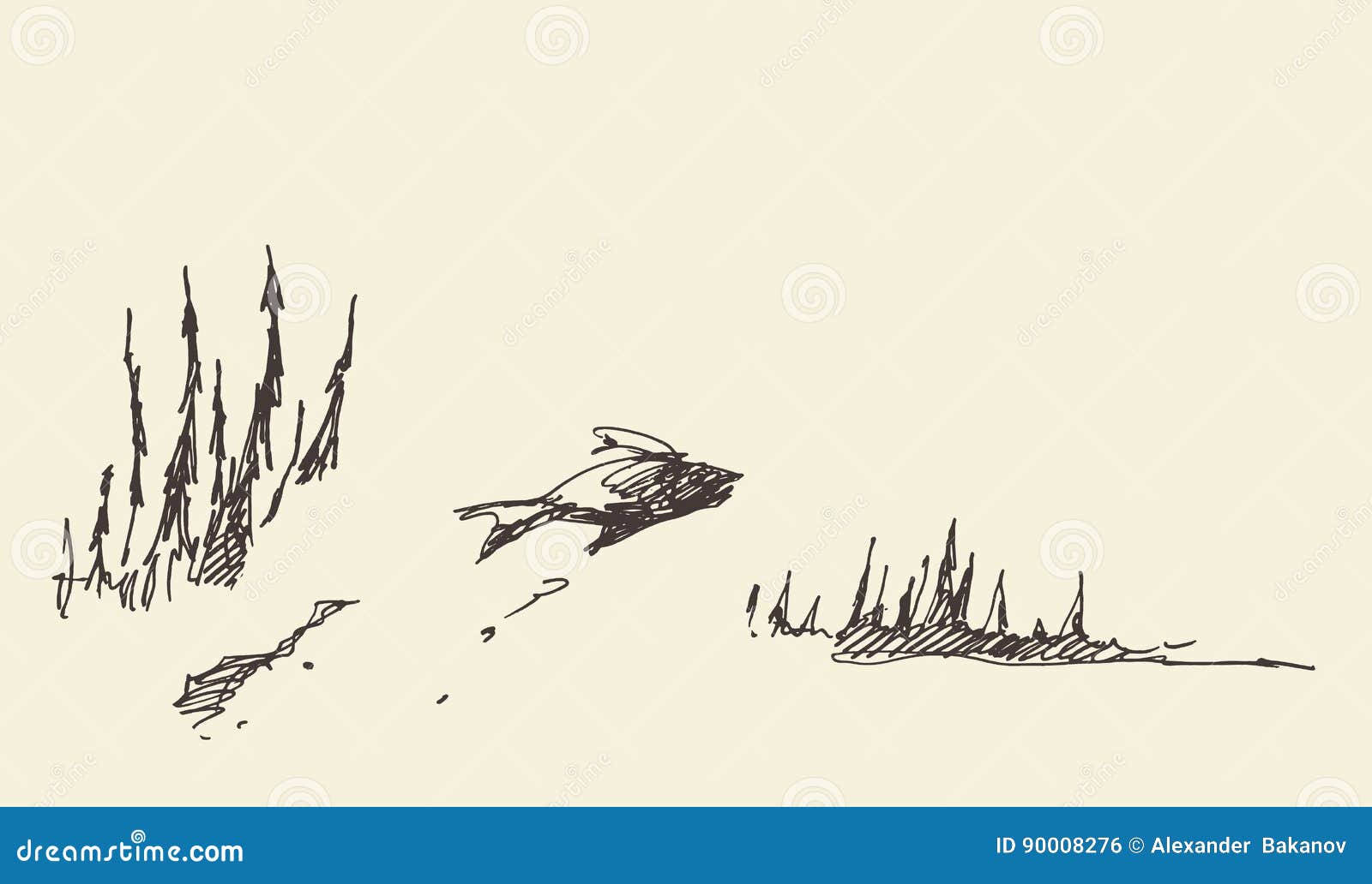 Fish Jumping Out from Water. Vector Sketch Stock Vector - Illustration ...