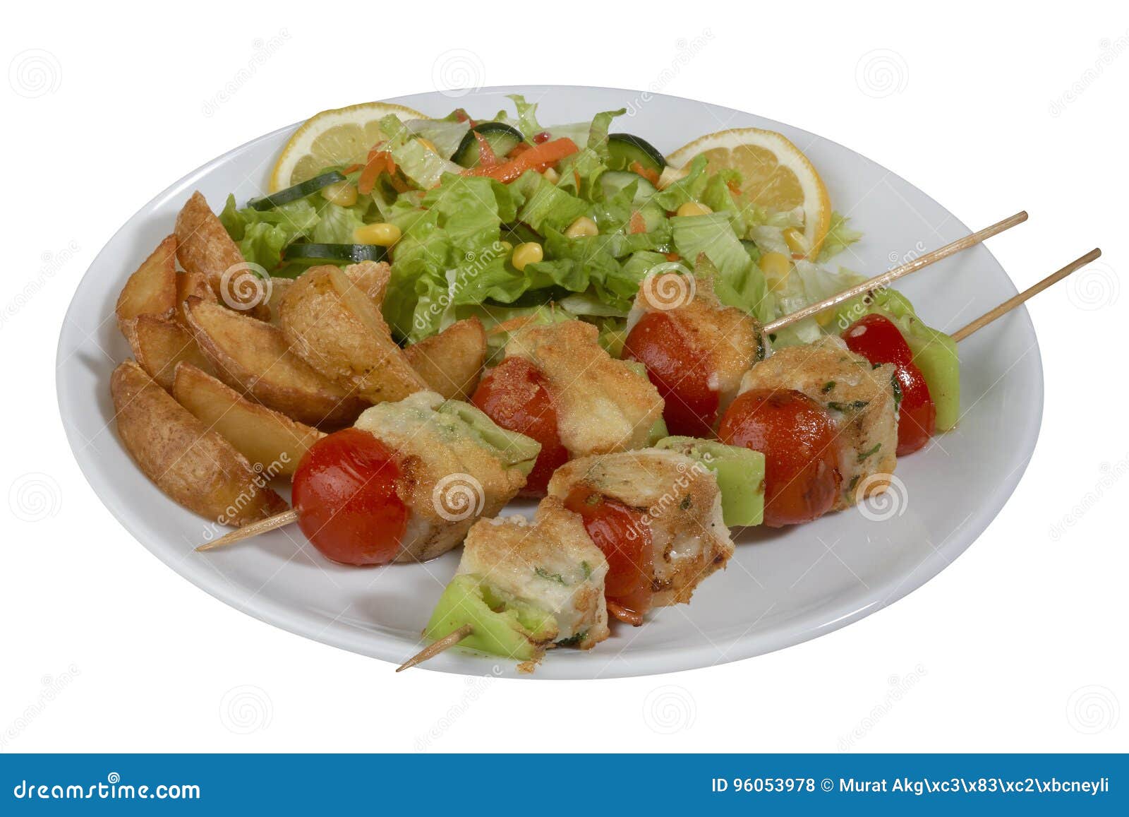 Fish Kebab , Skewered Fish with Vegetables Stock Photo - Image of food ...