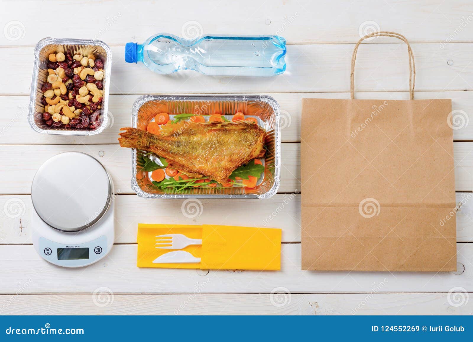 Fish and kitchen scale stock image. Image of healthy - 124552269