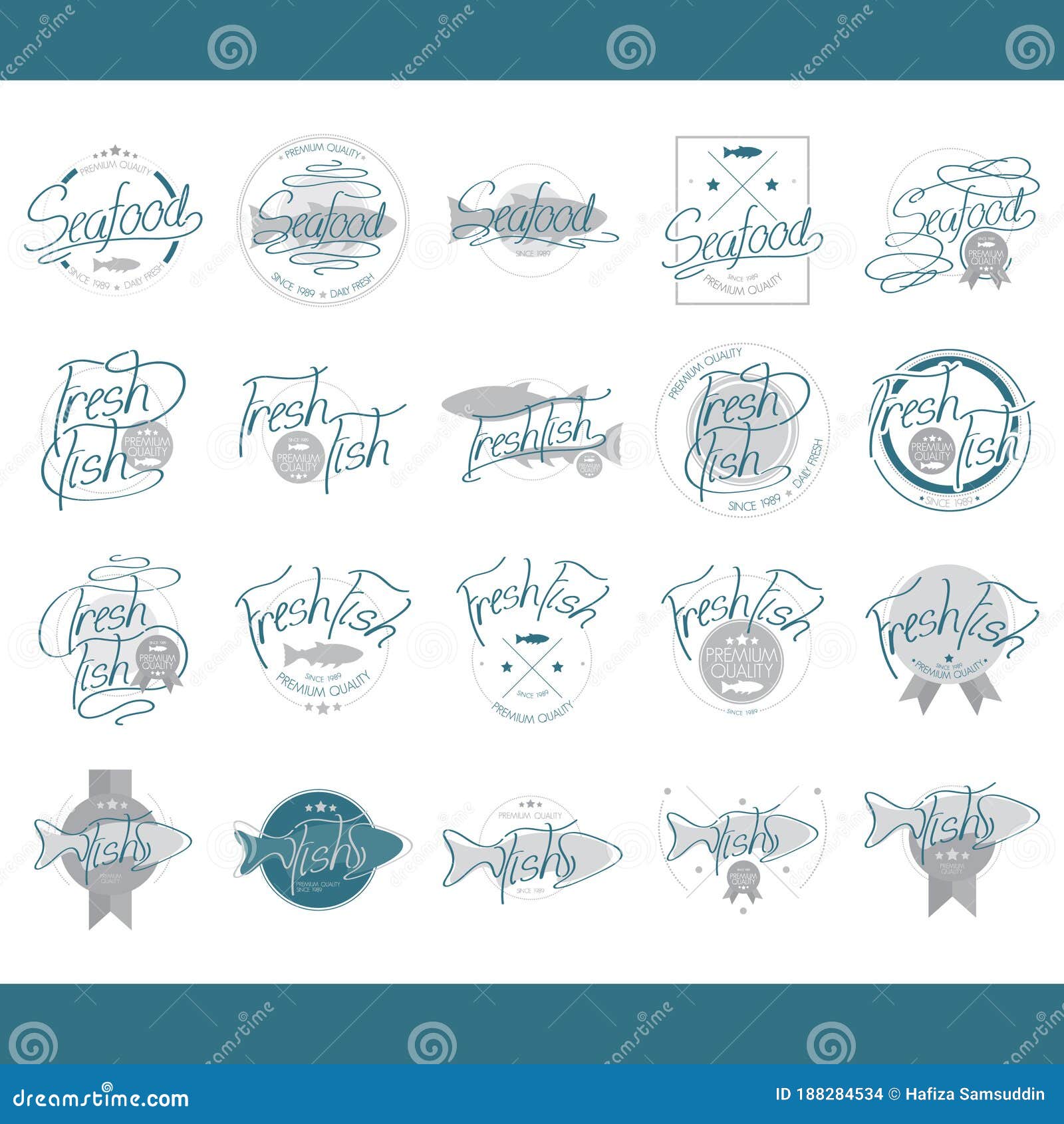 Fish Labels Collection. Vector Illustration Decorative Design Stock ...