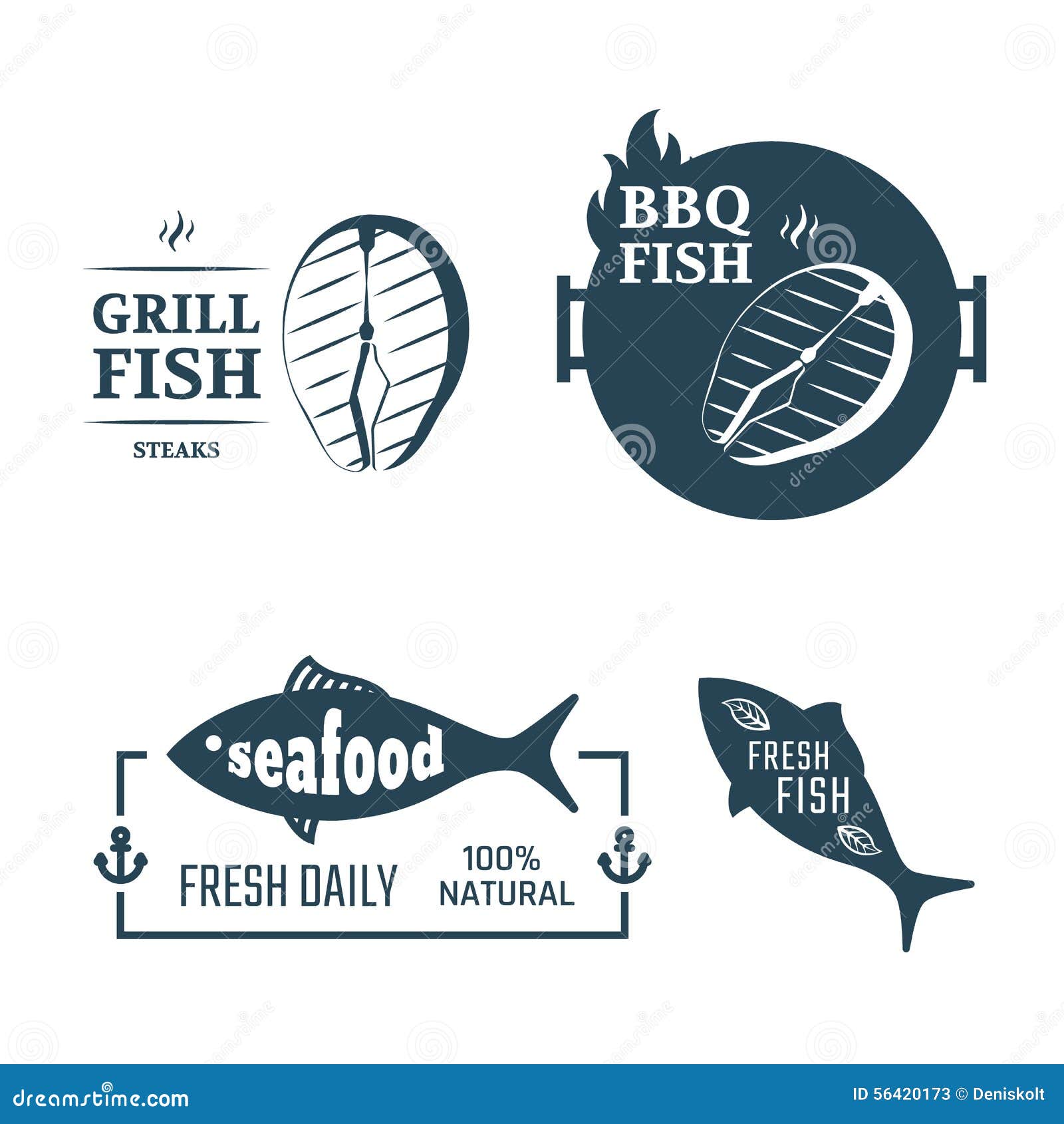 Fish labels stock vector. Illustration of emblem, fish - 56420173