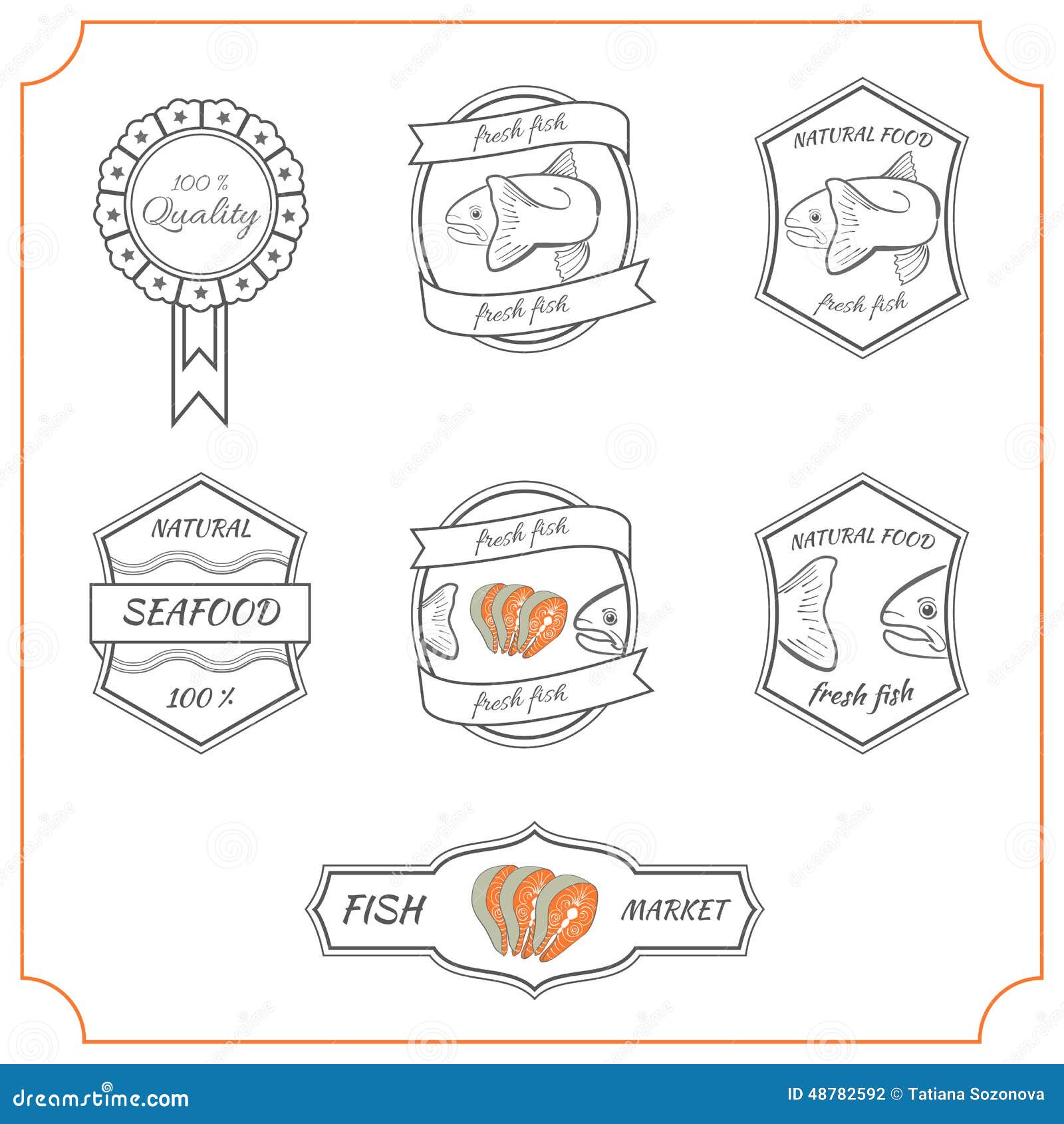 Fish labels stock illustration. Illustration of label - 48782592