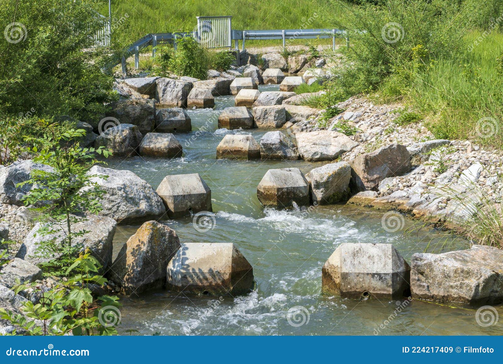 Fish Ladder for Migration of Spawning Fish in River Stream Stock Image ...