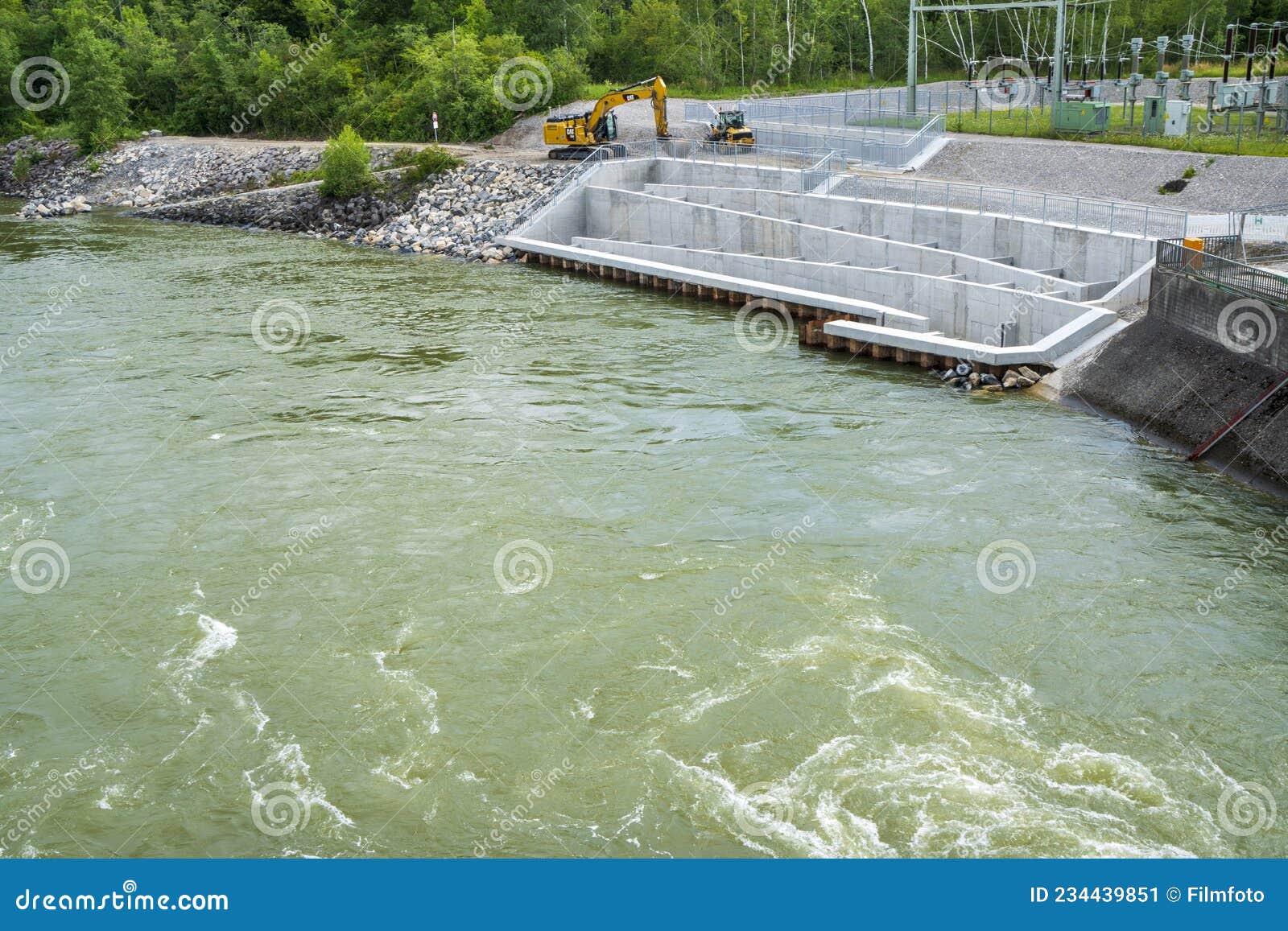 Fish Ladder for Migration and Spawning at River Stock Image - Image of ...