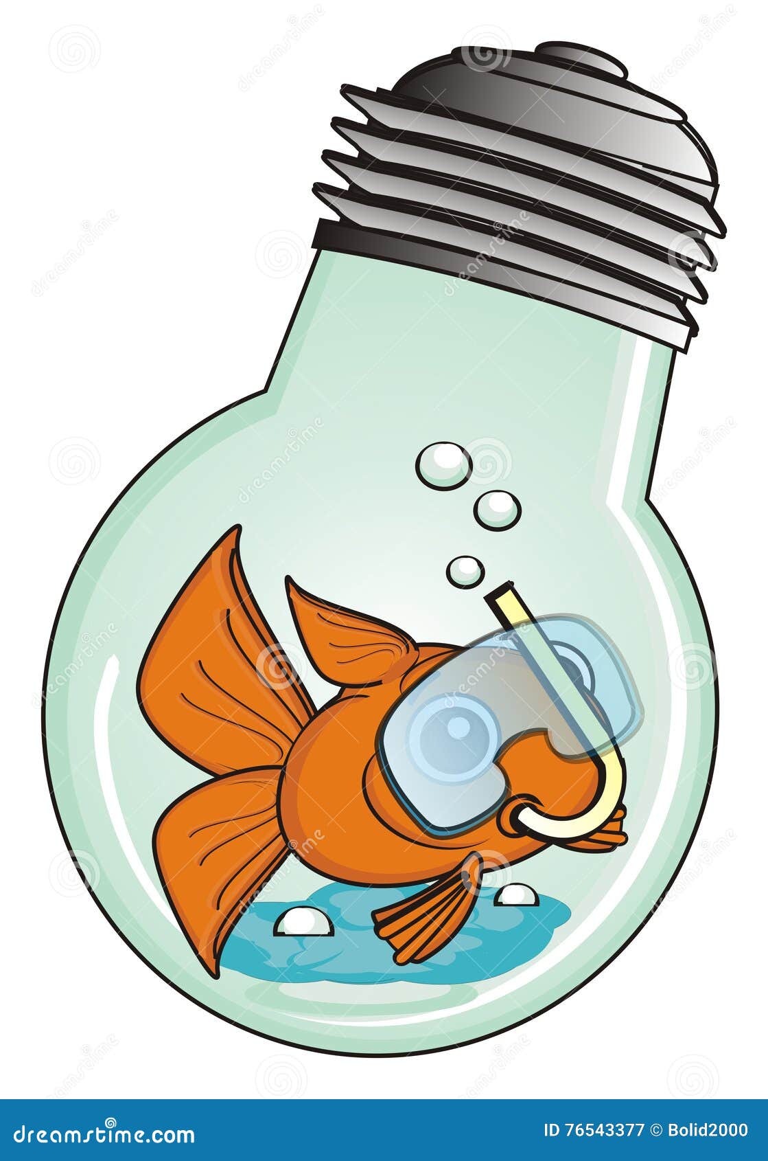 Fish in lamp stock illustration. Illustration of goldfish - 76543377