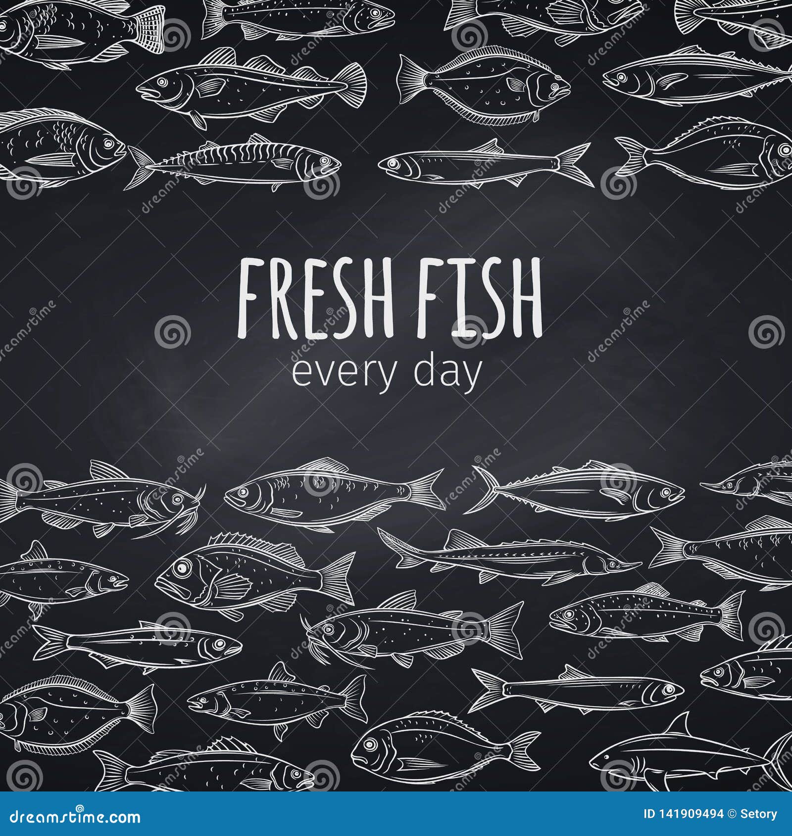 Fish Layout, Chalkboard Style. Stock Vector - Illustration of board ... Fish Layout, Chalkboard Style. Stock Vector - Illustration of board ...