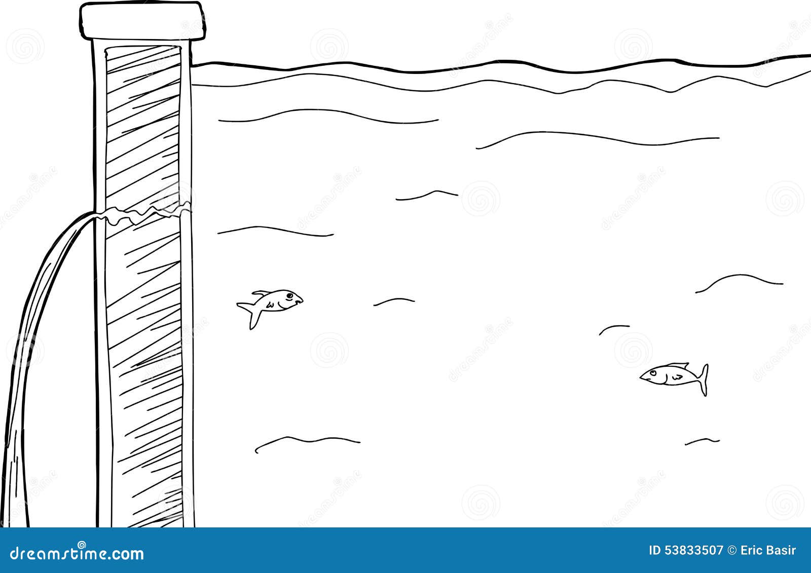 Fish in Leaking Dam Outline Stock Illustration - Illustration of ...