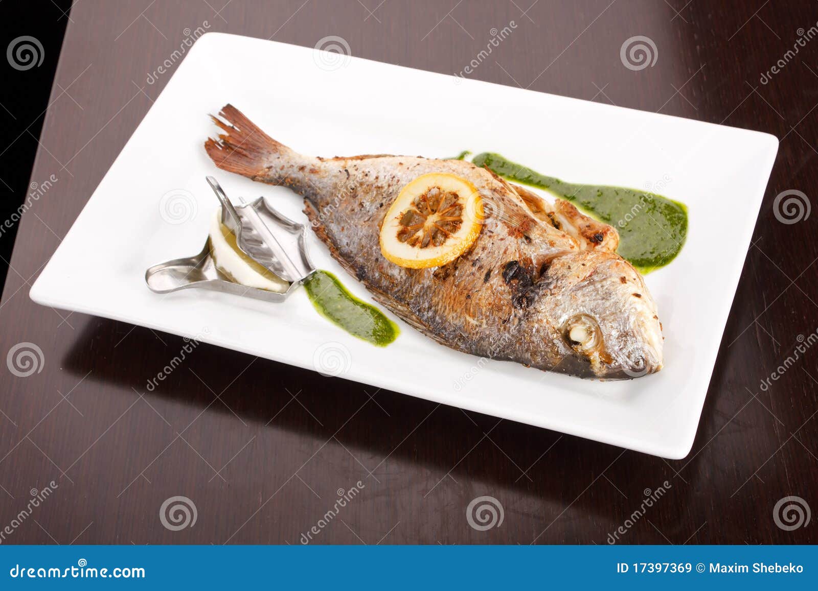 Fish with lemon stock image. Image of food, meal, golden - 17397369