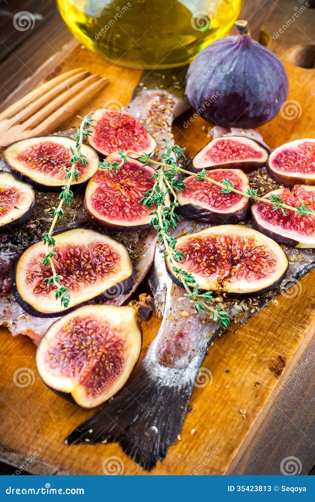 Fish with Lemon and Figs, Mediterranean Cuisine Stock Image - Image of ...
