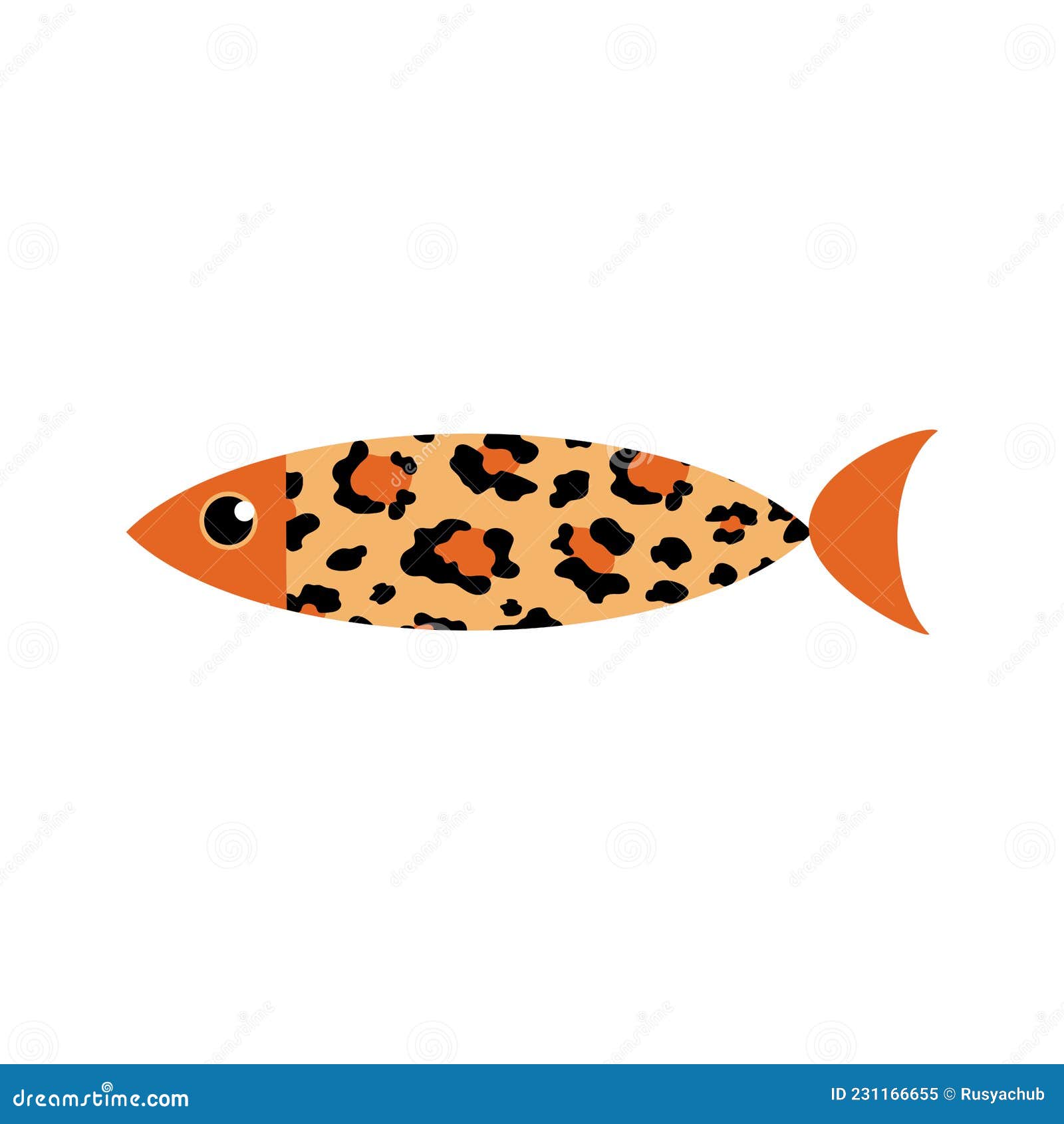 Spotted Fish on a White Background. Trendy Leopard Print Stock Vector ...
