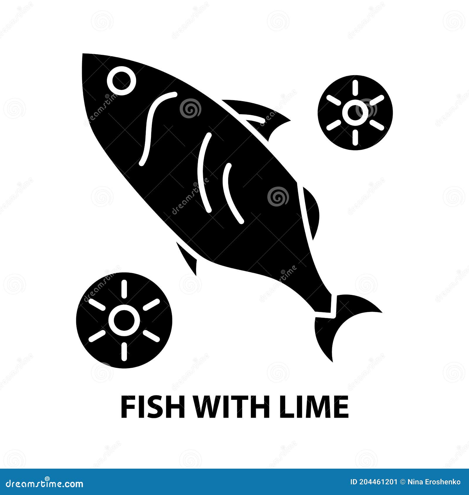 Fish with Lime Icon, Black Vector Sign with Editable Strokes, Concept ...