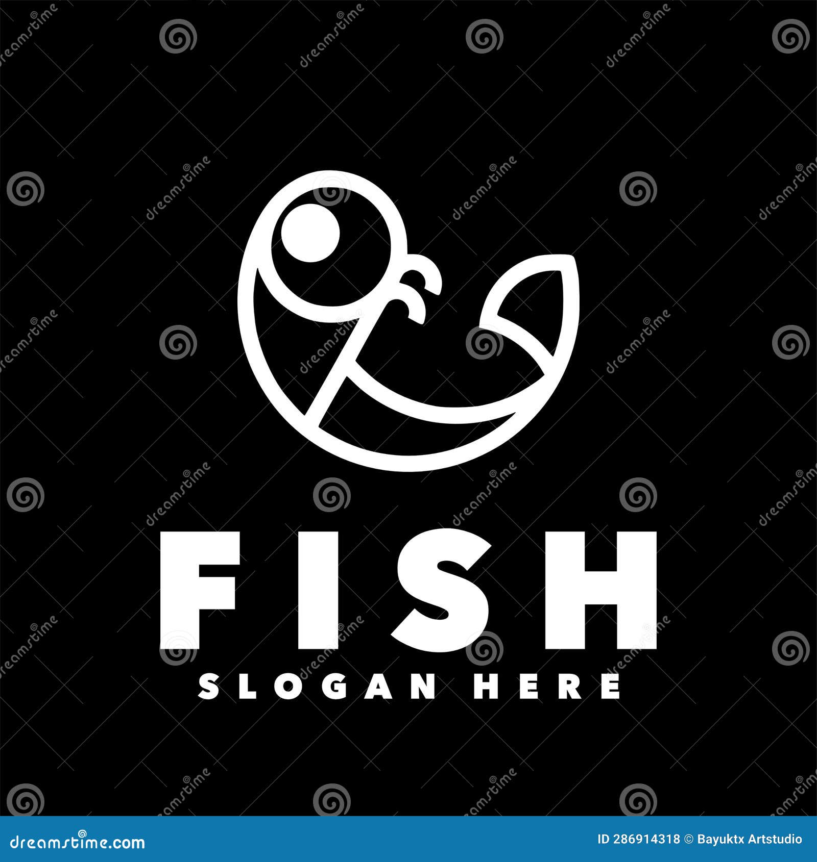 Fish line art design stock vector. Illustration of label - 286914318