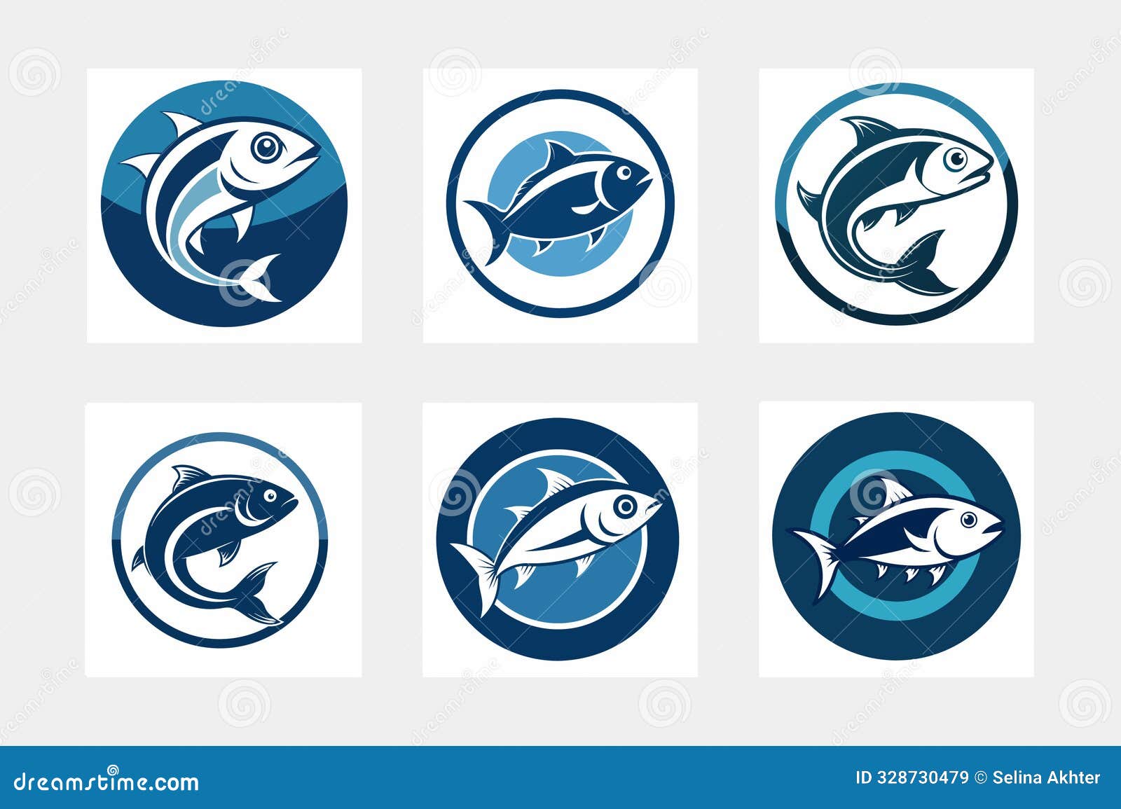Fish Line Art Vector Illustration Icons. Stock Vector - Illustration of ...