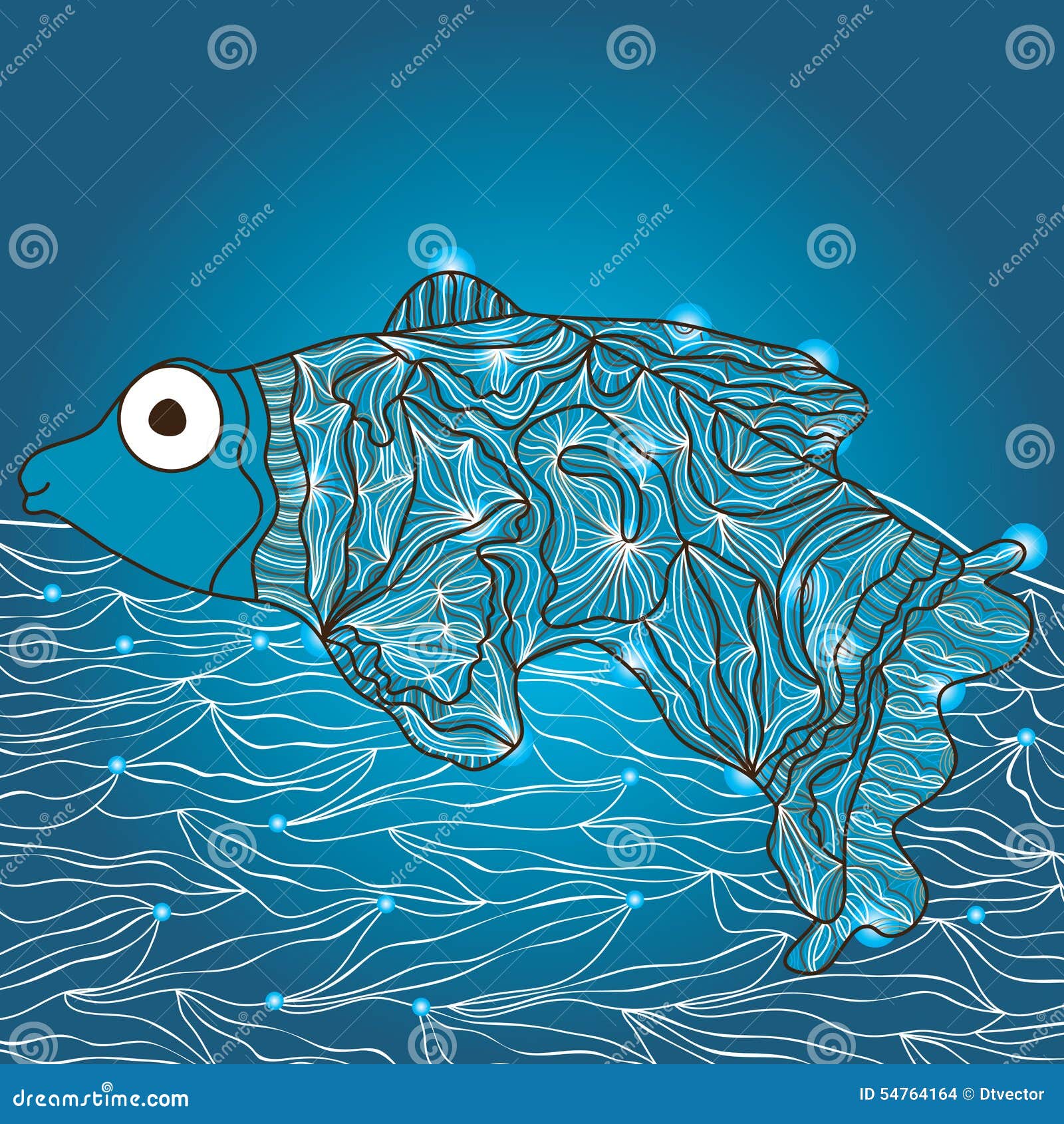 Fish Line In Red Colour Cartoon Vector | CartoonDealer.com #89819855