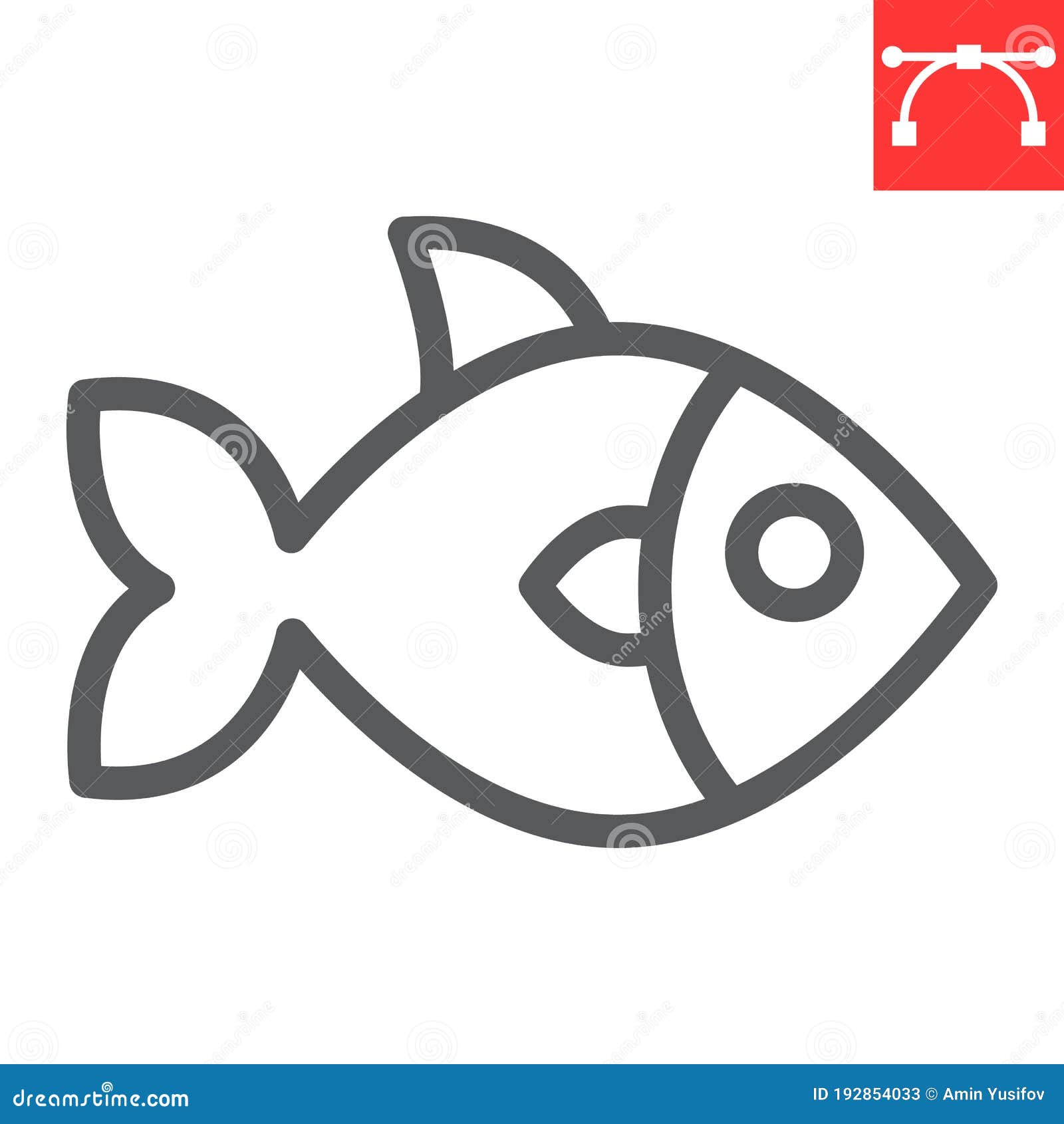 Fish Line Icon, Restaurant and Food, Fish Sign Vector Graphics ...
