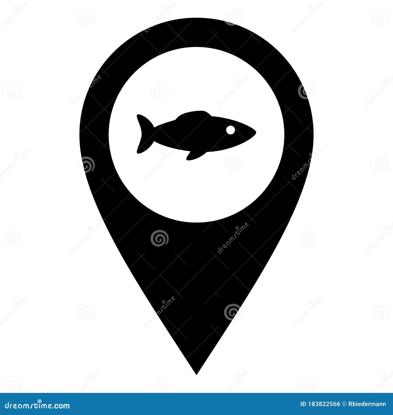 Fish and location pin stock vector. Illustration of position - 183822566