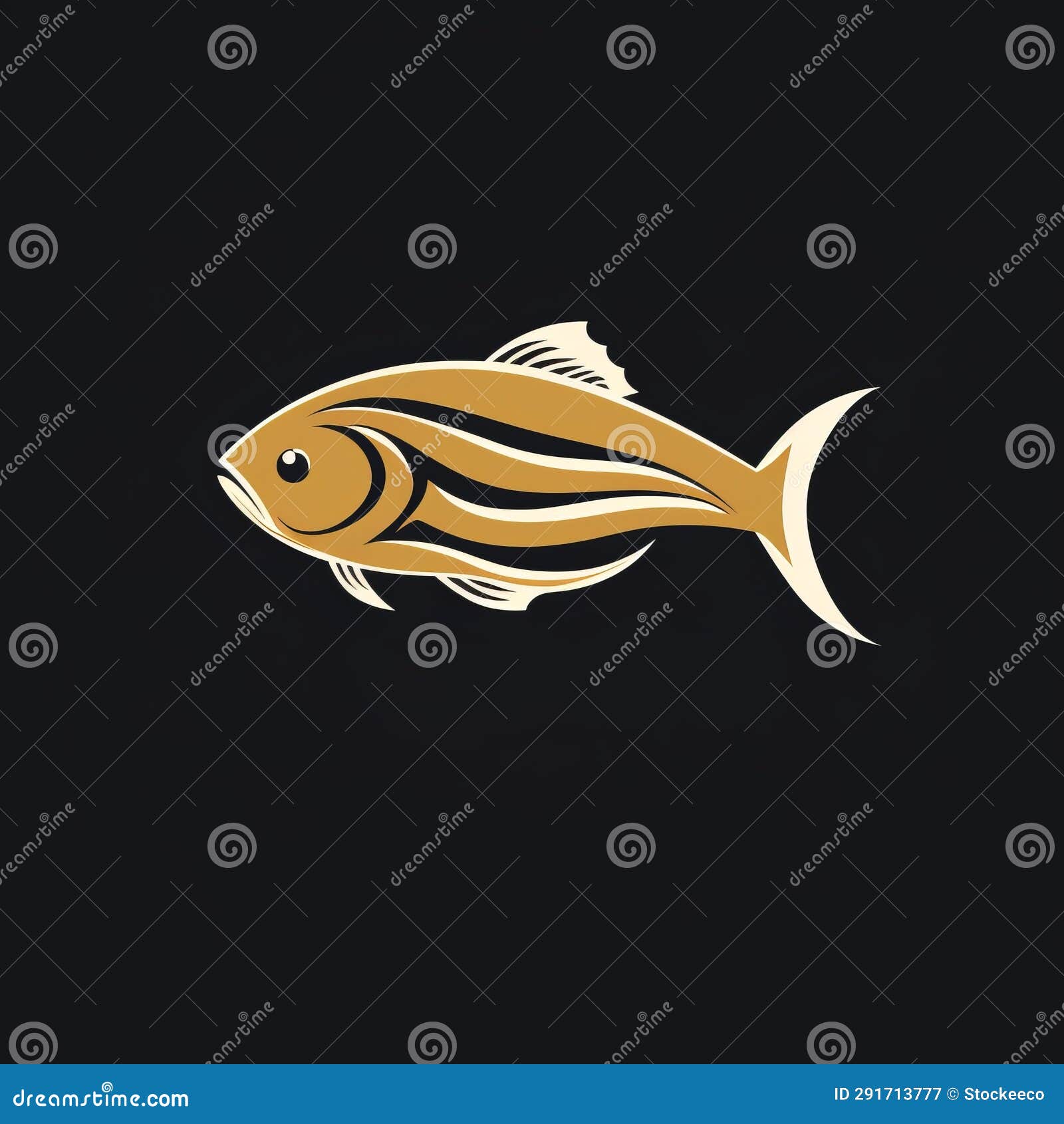 Golden Striped Fish Logo Design Template Stock Illustration ...