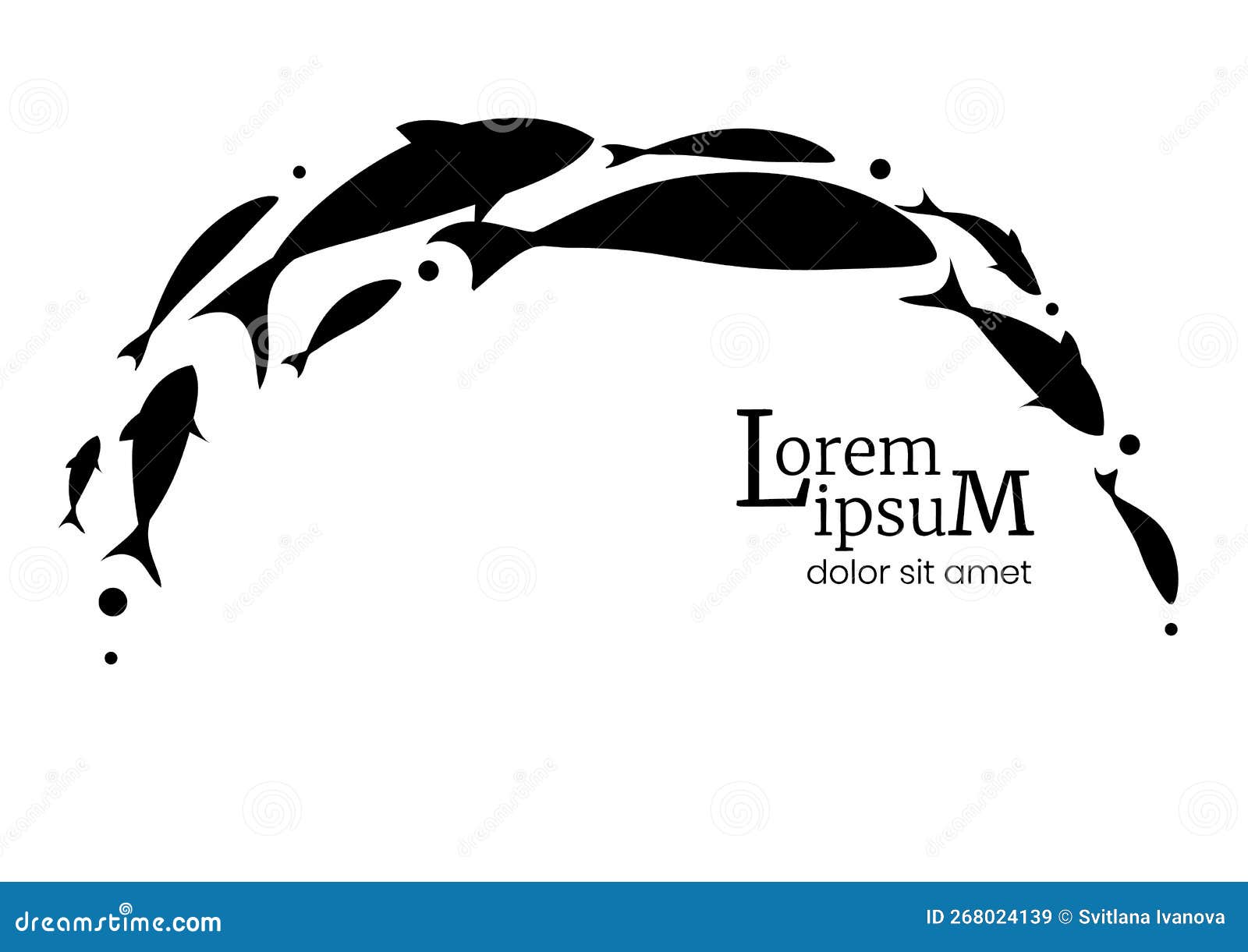 Fish Logo Black Template Design. Jumping School of Fish Stock Vector ...