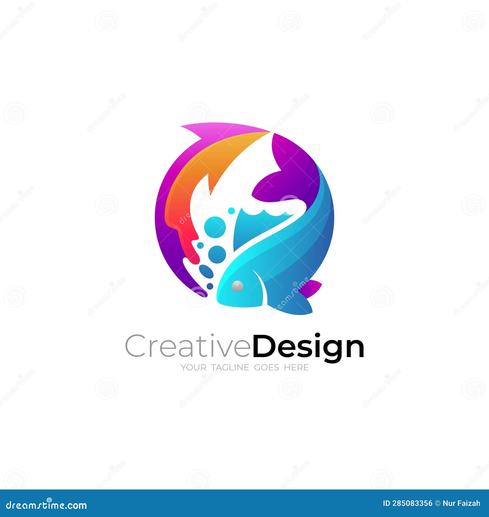 Fish Logo with Circle Design Colorful, Fish and Arrow Stock Vector ...