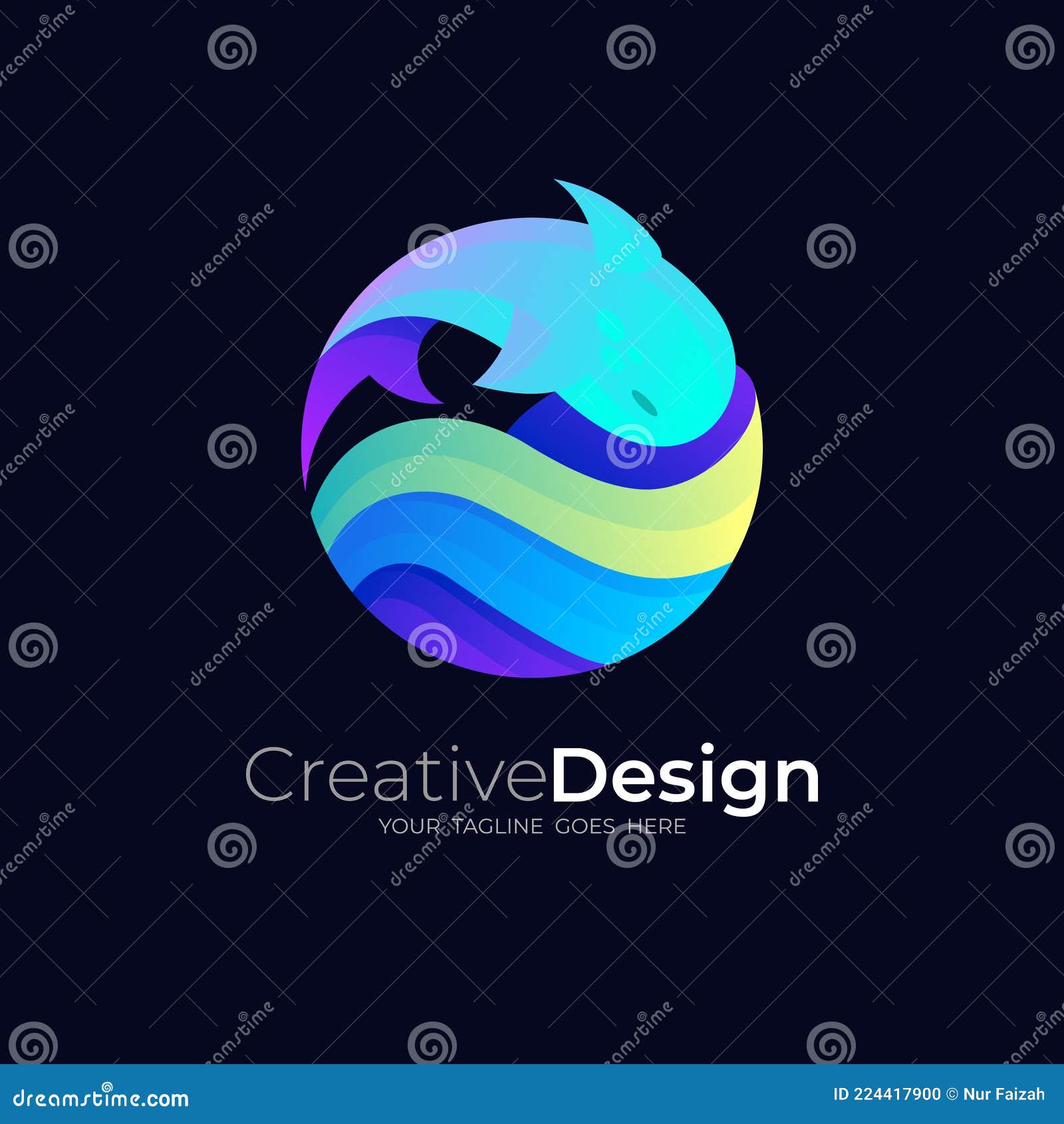 Fish Logo with Circle Design Illustration, 3d Colorful Logos Stock ...