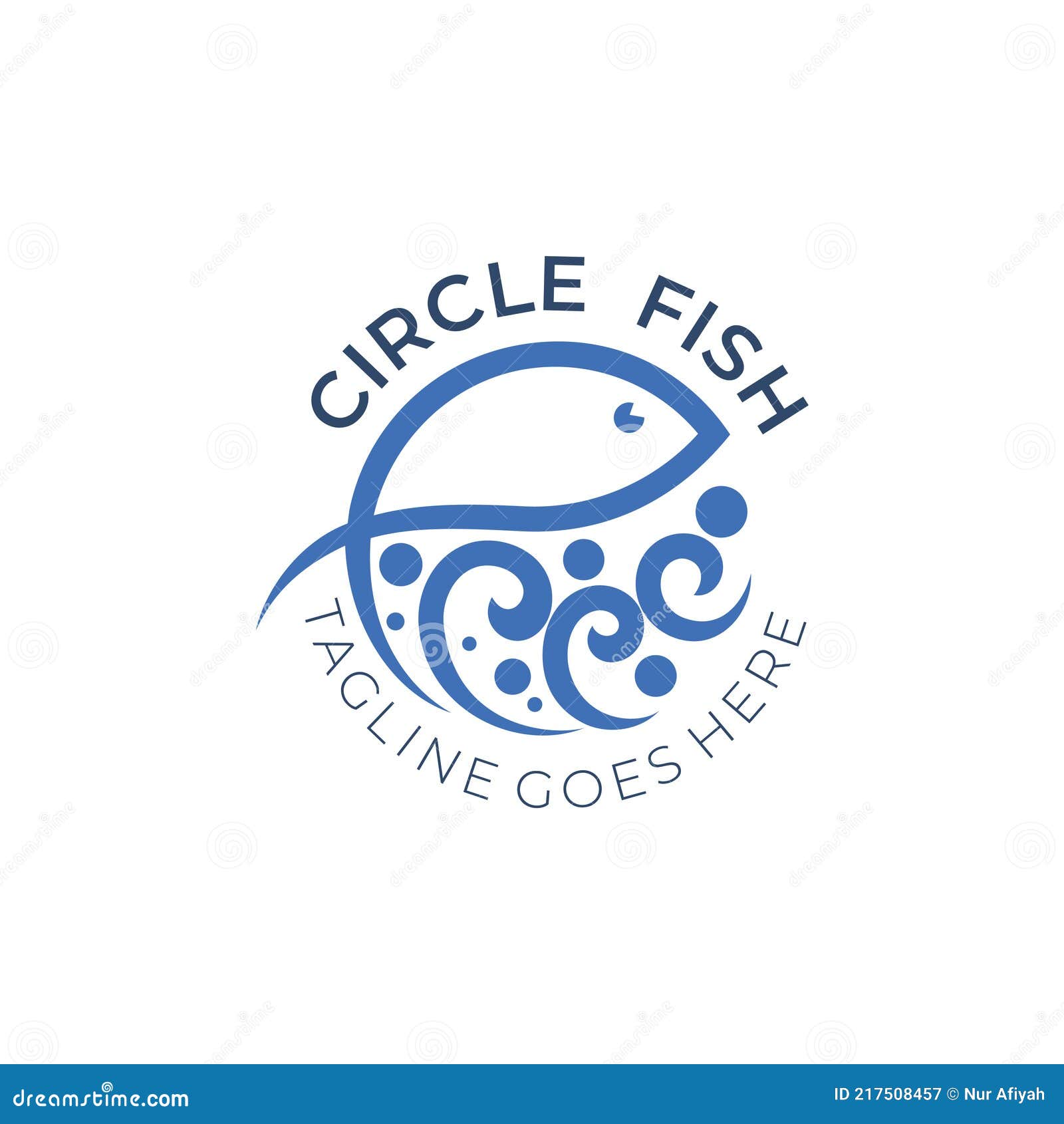 Fish Logo with Circle Design Template, Line Style , Marine Life Stock ...