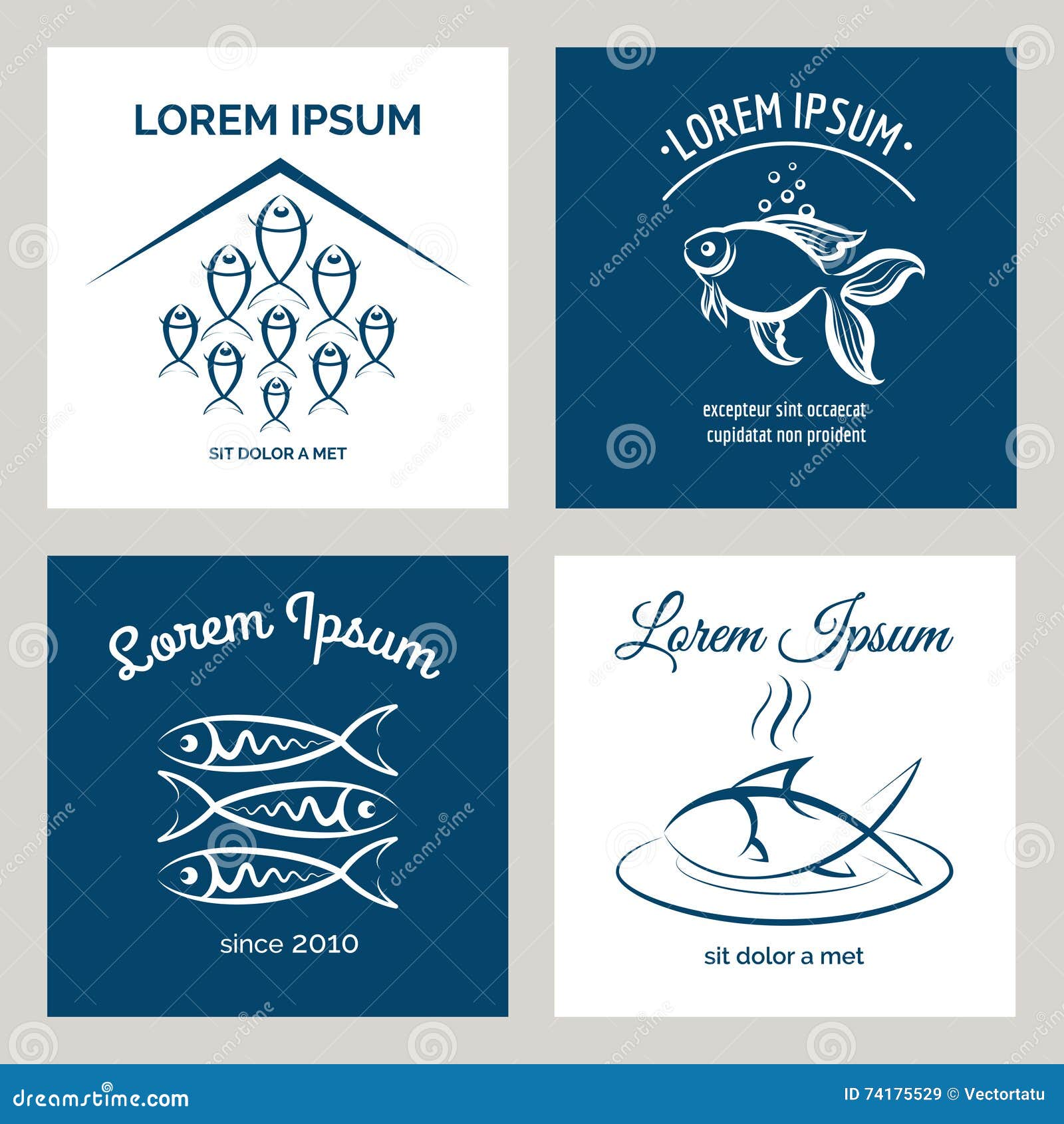 Fish Logo and Emblem for Menu Stock Vector - Illustration of aquatic ...