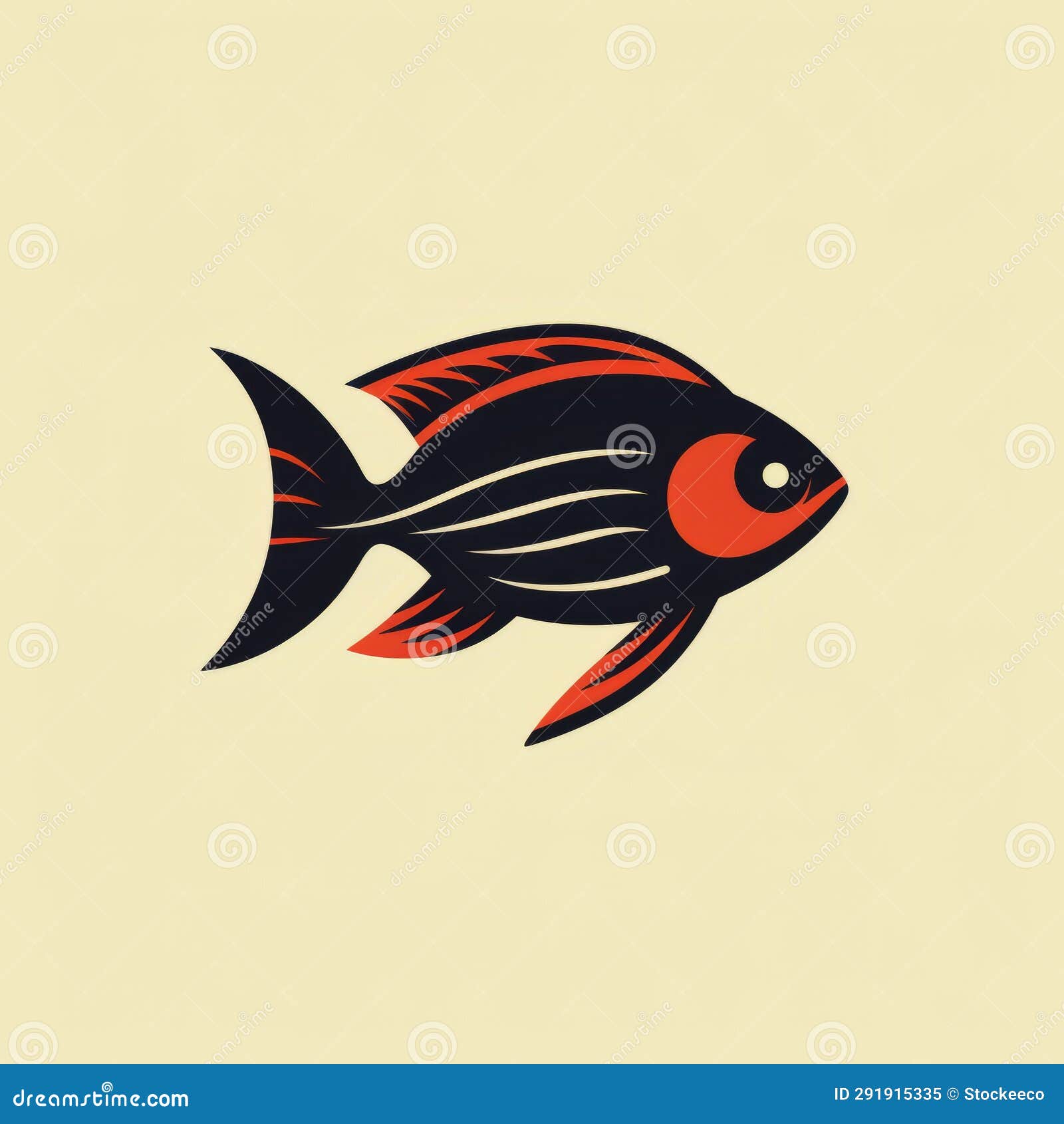 Minimalist Fish Illustration Design with Egyptian Iconography Stock ...