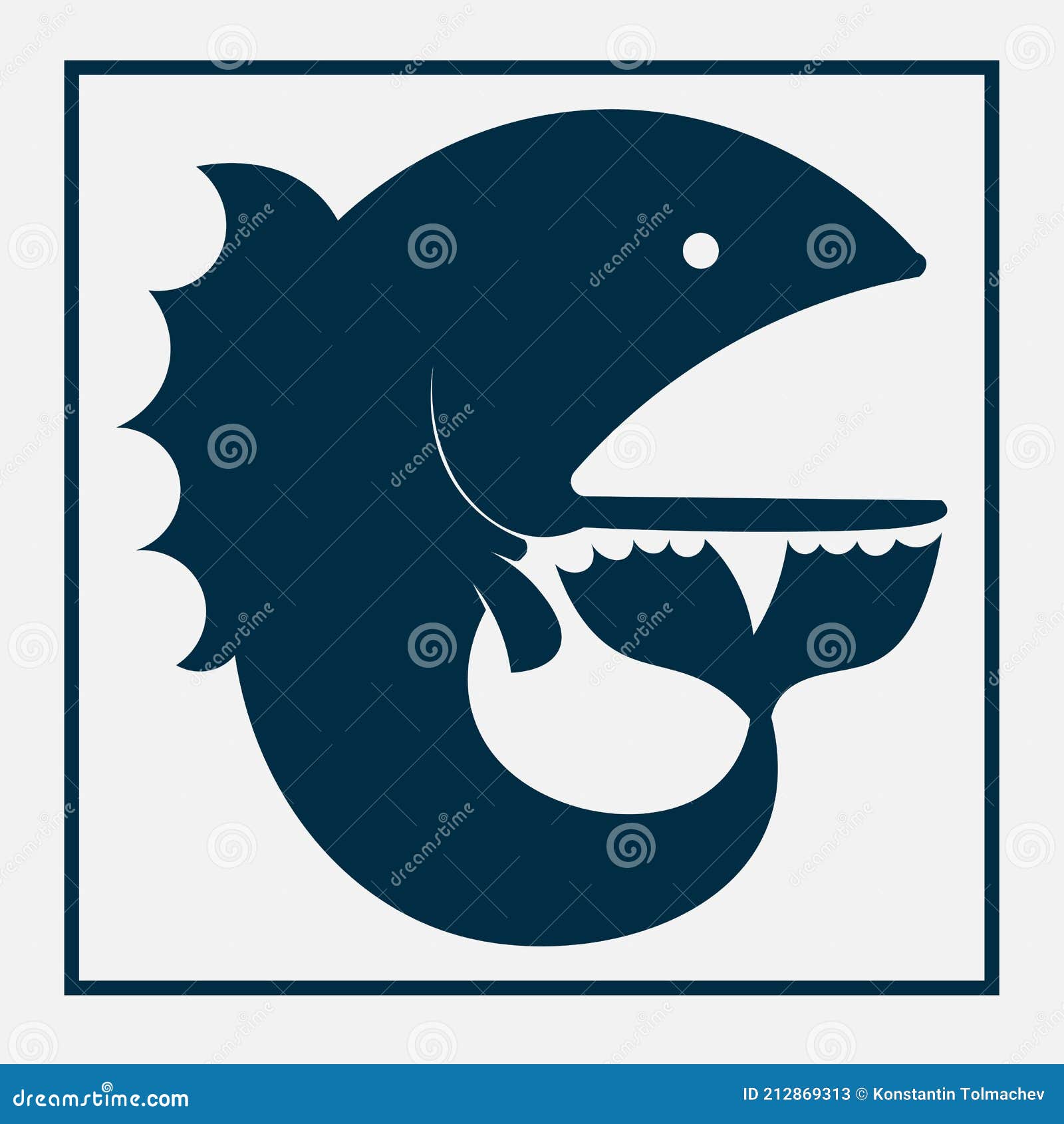 Fish Logo with Fins and Open Mouth Stock Vector - Illustration of icon ...