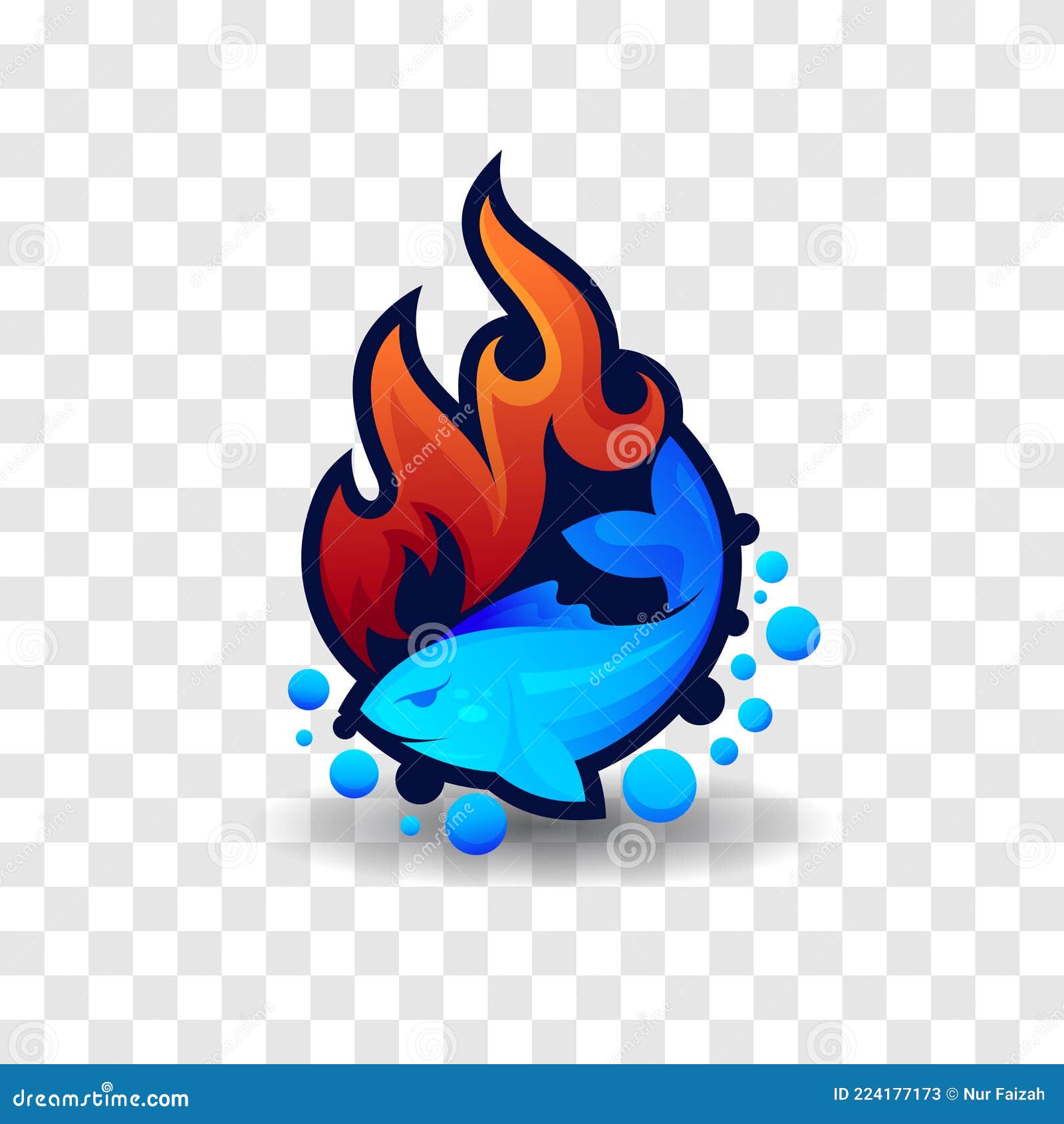 Fish Logo and Fire Design Combination, 3d Logos Stock Vector ...