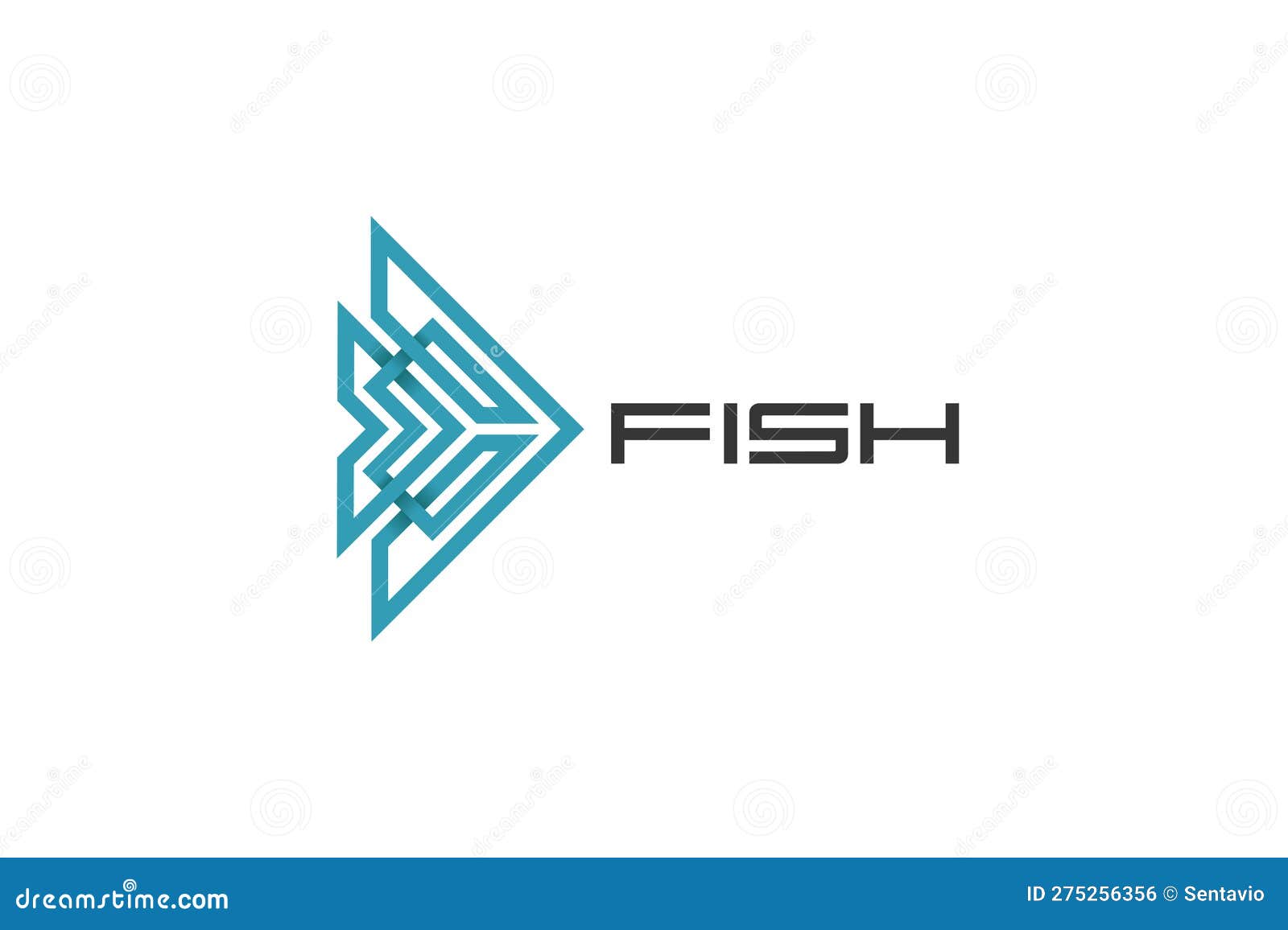 Fish Logo Geometric Design Triangle Shape Linear Outline Looped Line ...