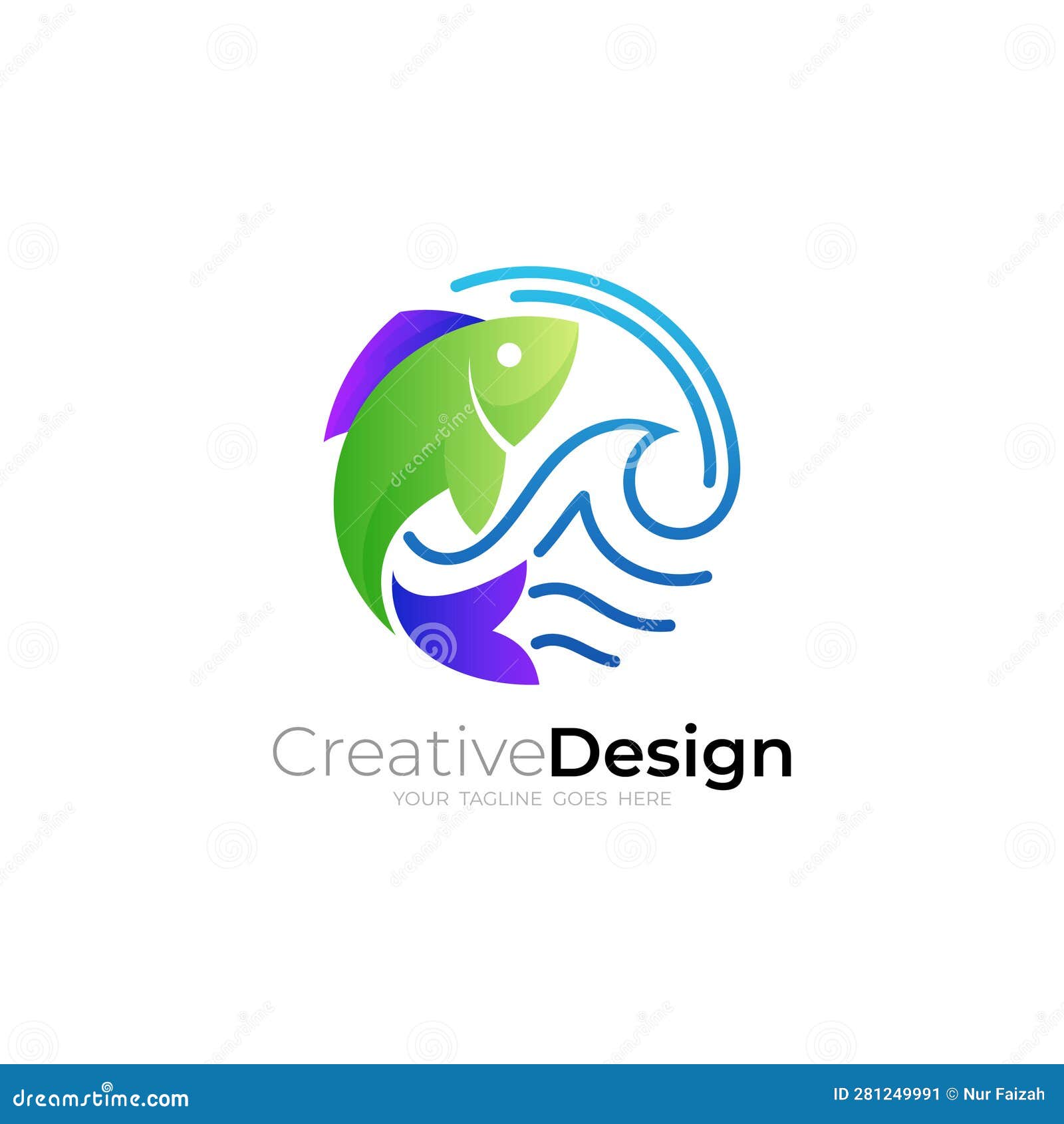 Fish Logo and Globe Design Combination, Marine Life Icons Stock Vector ...