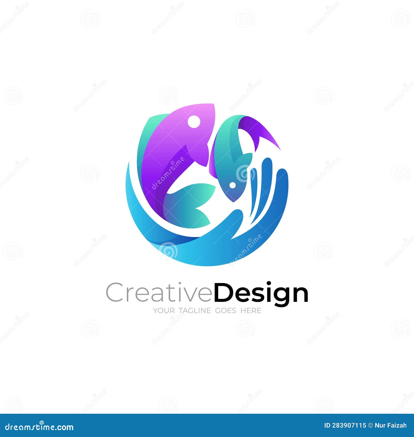 Fish Logo and Hand Design, Business Logos Stock Vector - Illustration ...