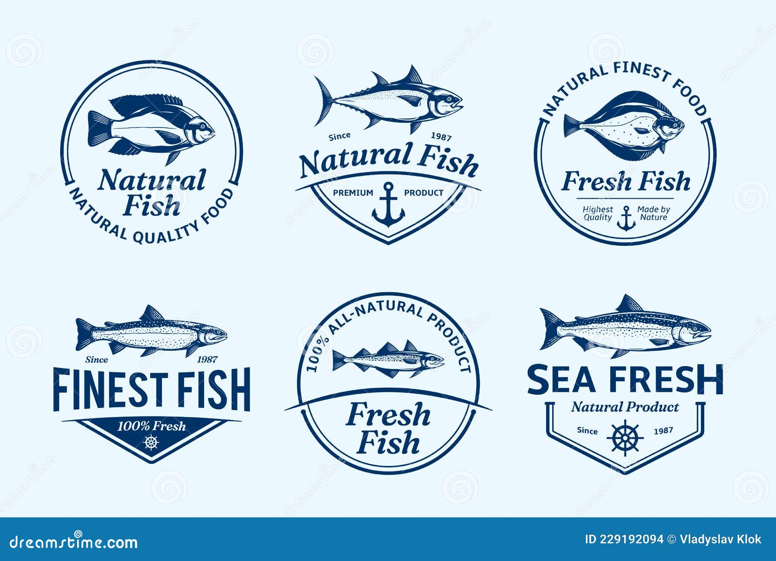 Fish Logo, Labels and Design Elements Stock Vector - Illustration of ...