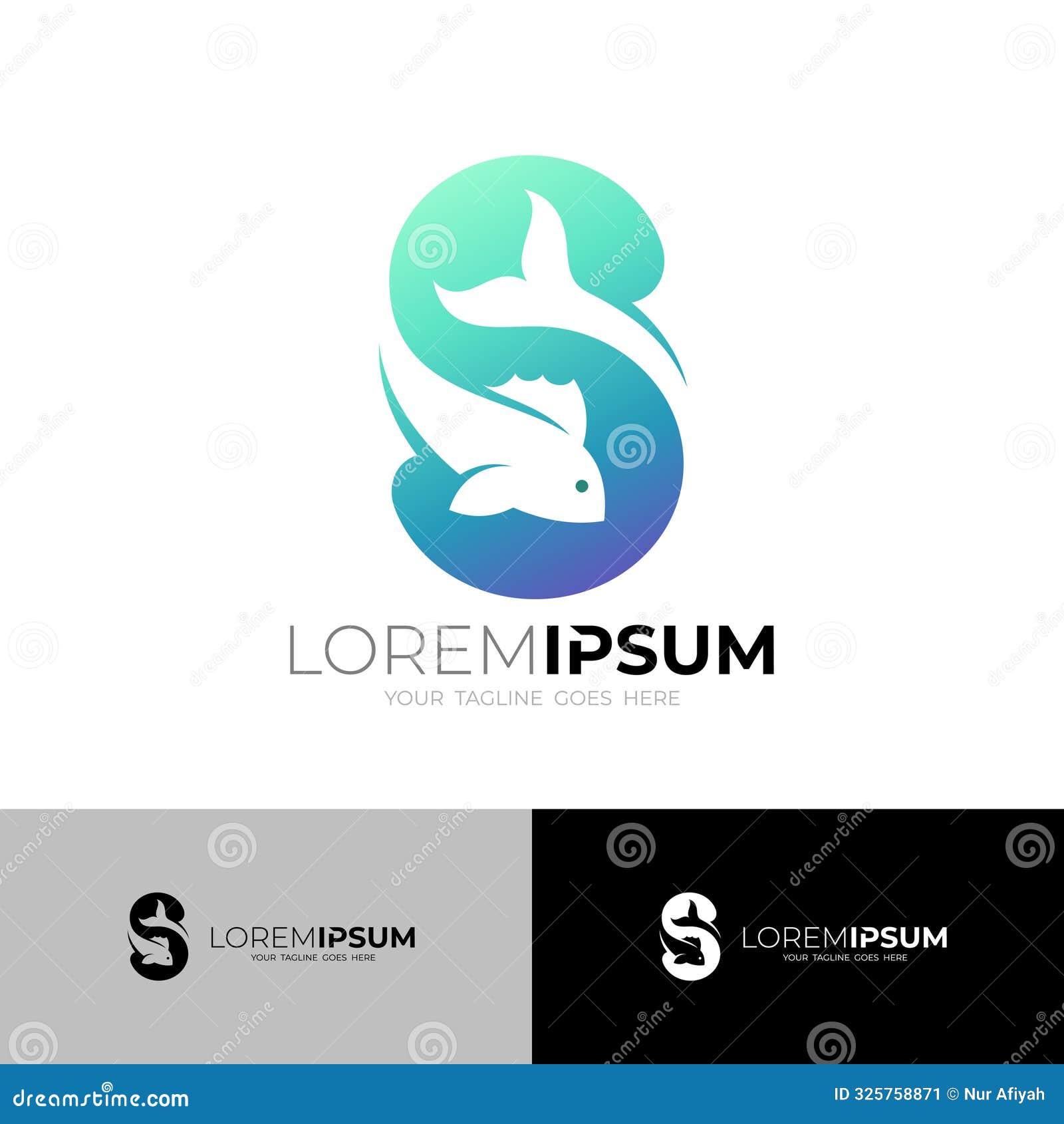 Fish Logo and Letter S Design Combination, Blue Color Stock Vector ...