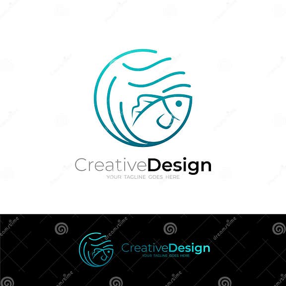 Fish Logo with Line Design Vector, Fish Logo Stock Vector ...