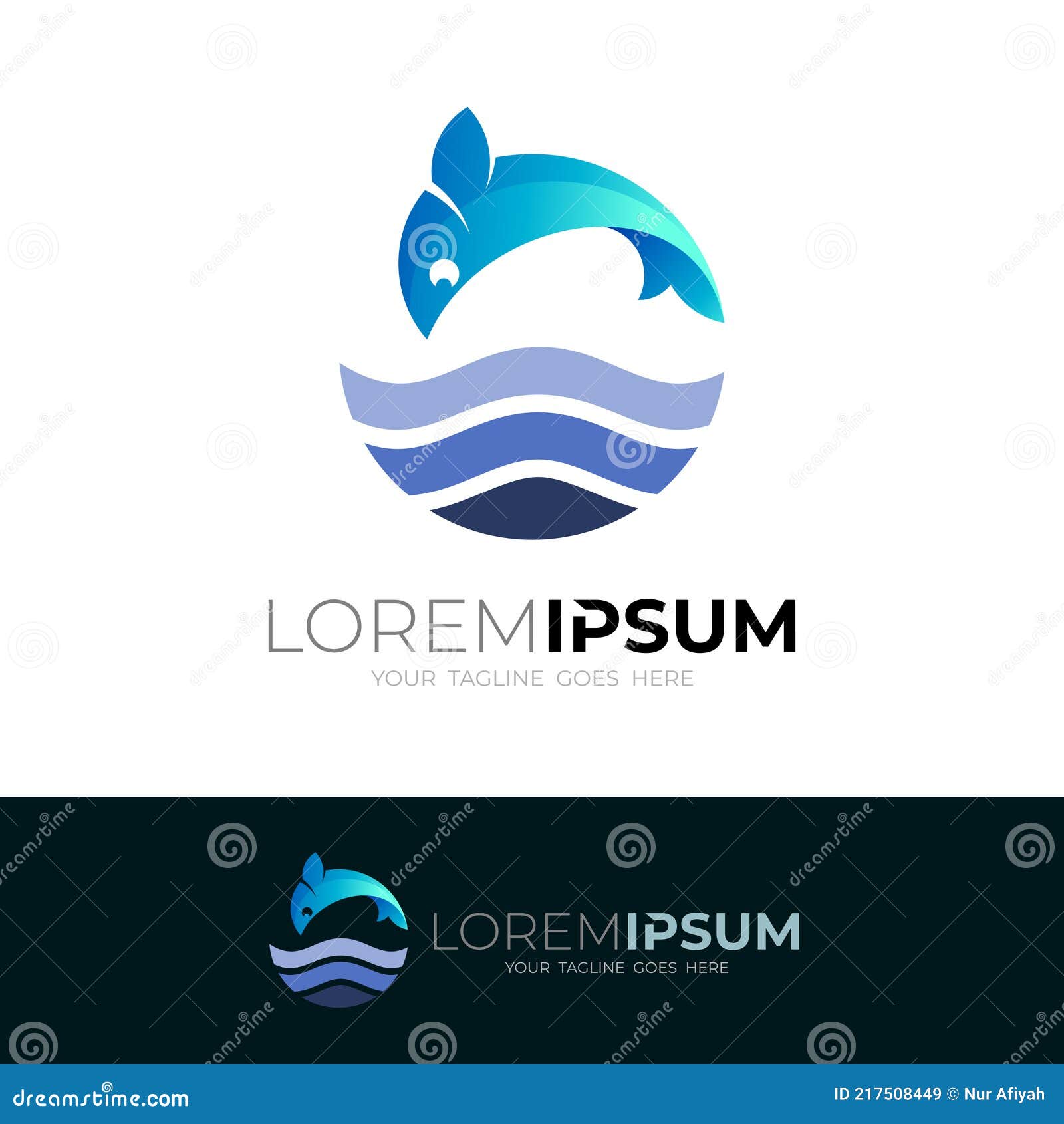 Fish Logo and Sea Design Combination, Simple Flat Style Stock Vector ...