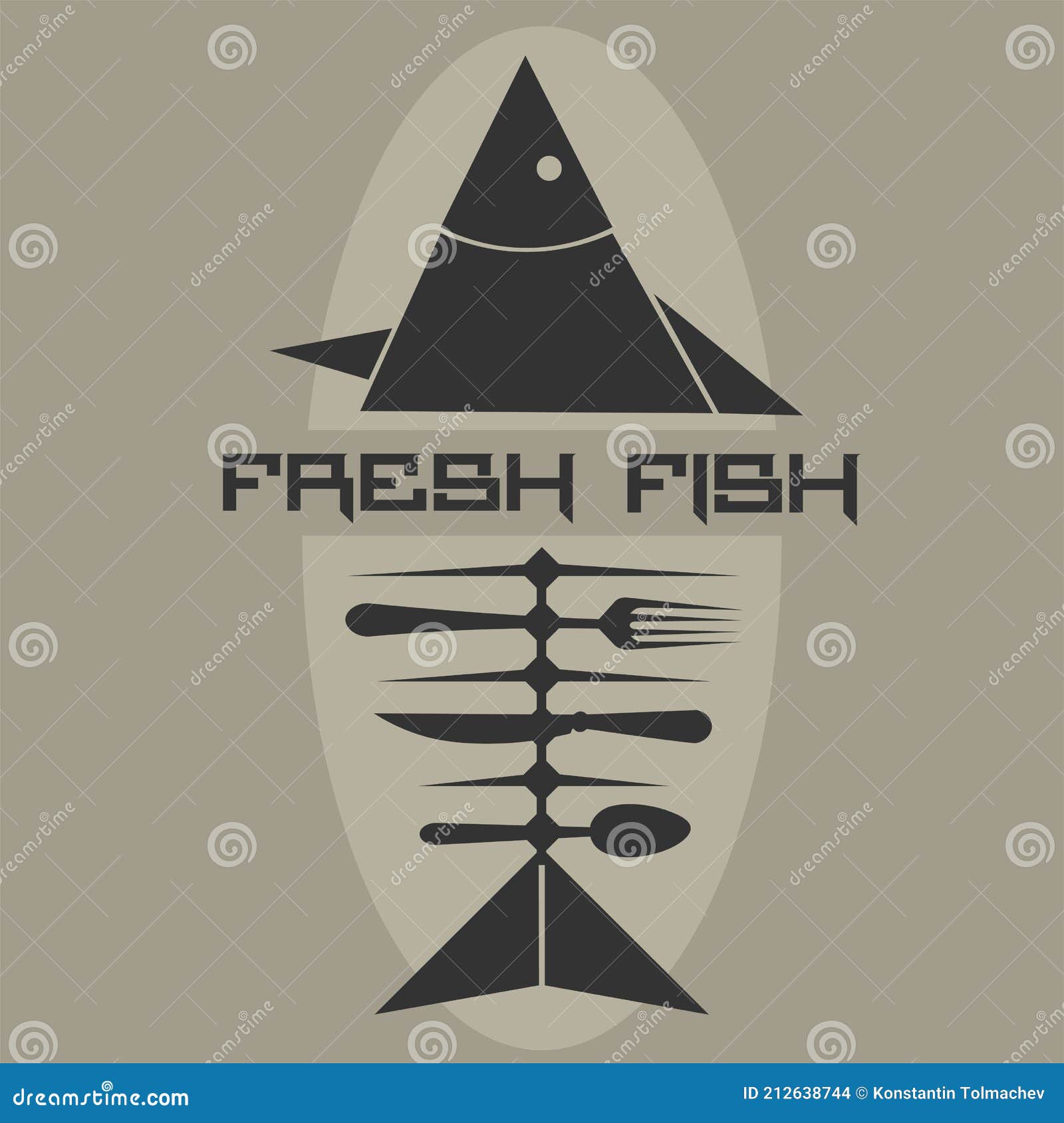 Fish Logo with a Skeleton of Geometric Shapes, Knife Fork and Spoon ...