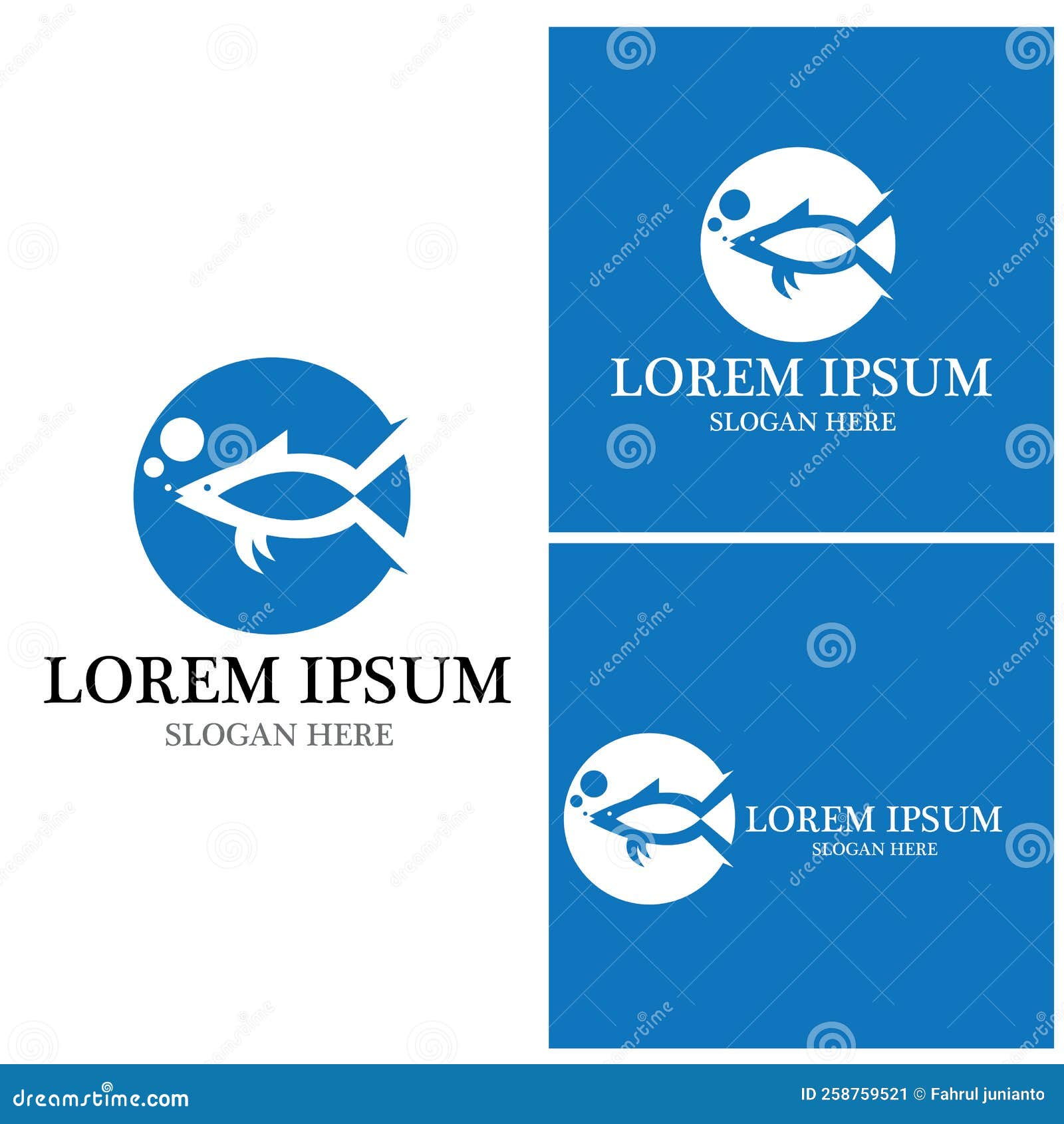 Fish logo template stock illustration. Illustration of seafood - 258759521