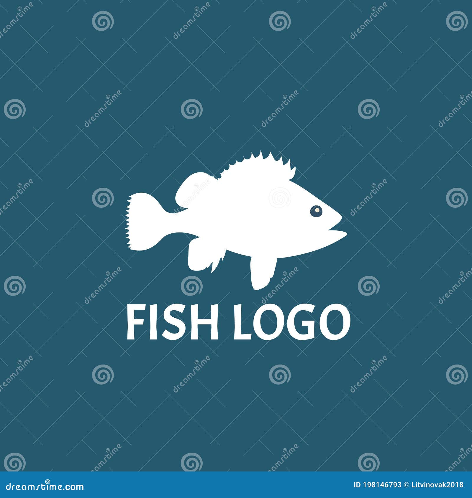 Fish Logo Template. White Fish Icon on a Blue Background Stock Vector ...