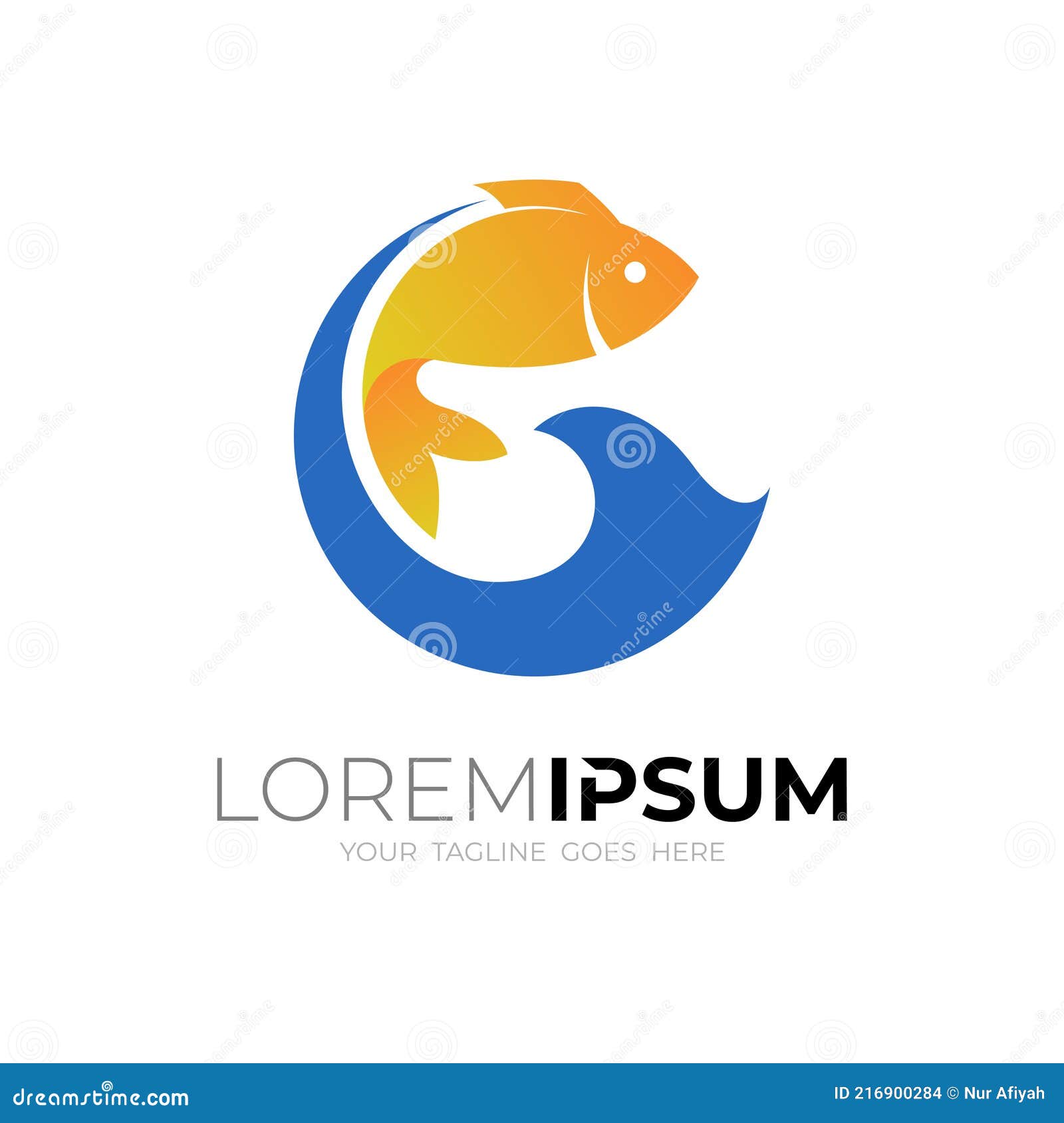 Fish Logo and Water Wave Design Combination, Simple Style Icon Stock ...
