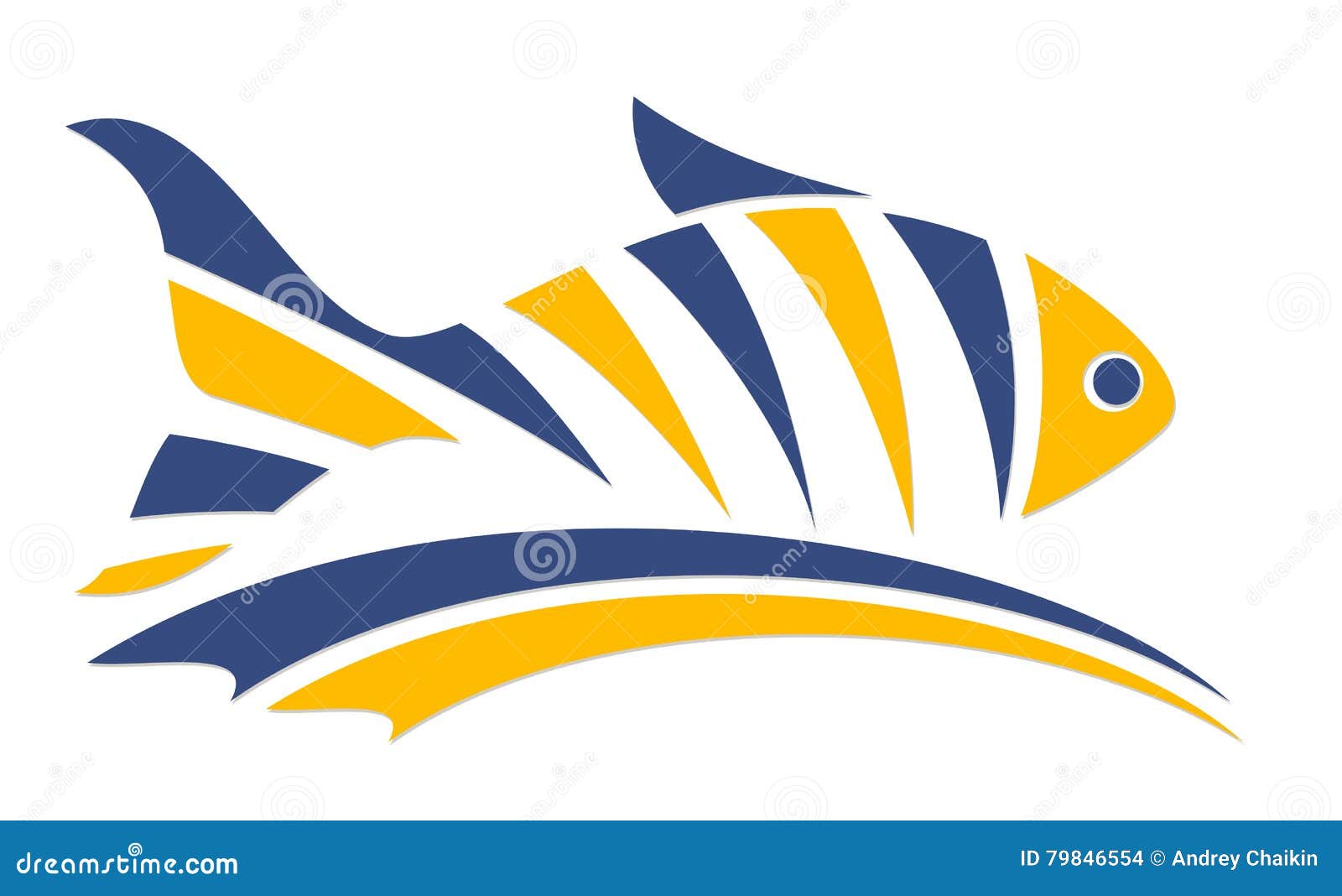 Fish logo with wave. stock vector. Illustration of fishing - 79846554