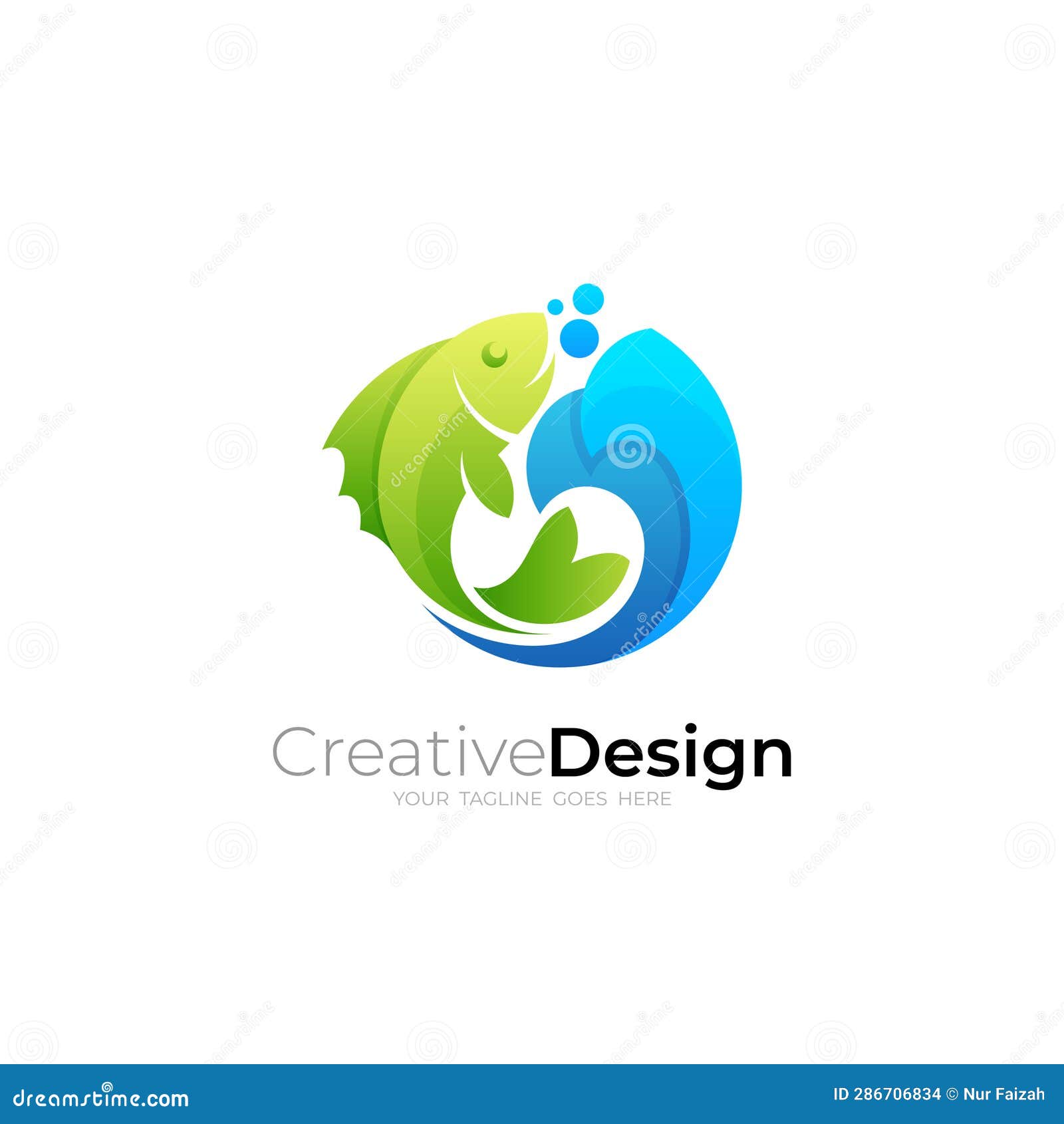 Fish Logo and Wave Design Vector Stock Illustration - Illustration of ...