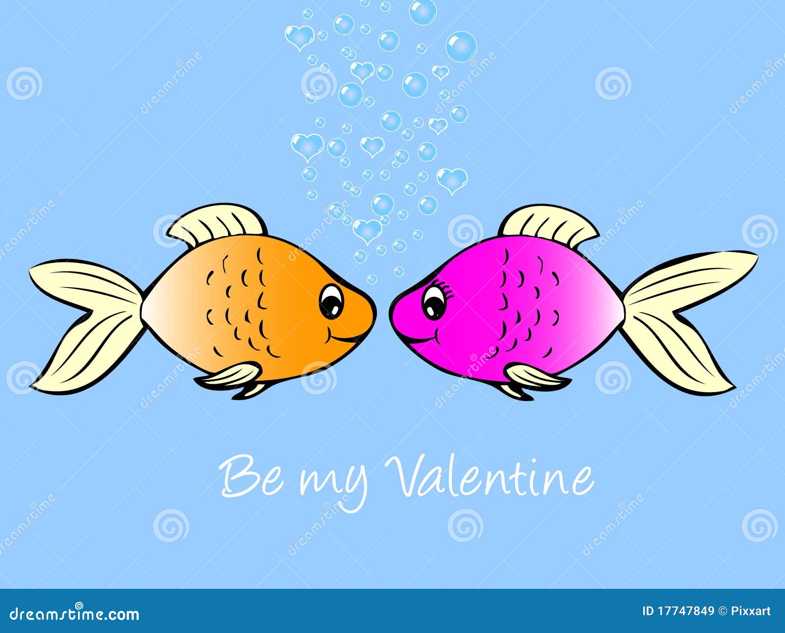 Fish in love stock vector. Illustration of 14th, cute - 17747849