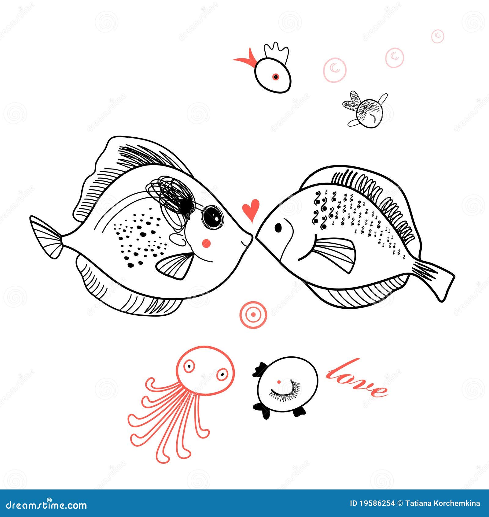 Fish lovers stock vector. Illustration of sketch, design - 19586254