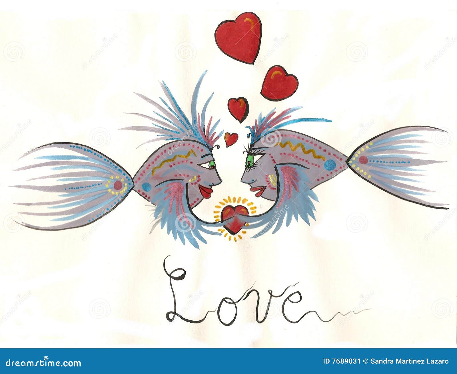 Fish lovers stock illustration. Illustration of love, illustrations ...