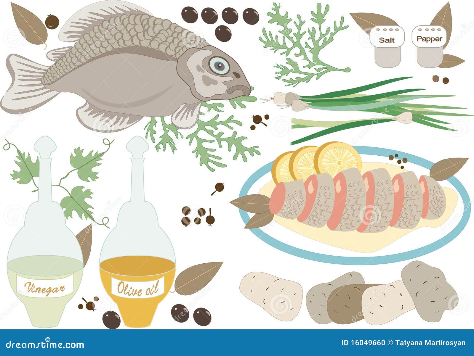 Fish lunch.Illustration. stock vector. Illustration of lunch - 16049660