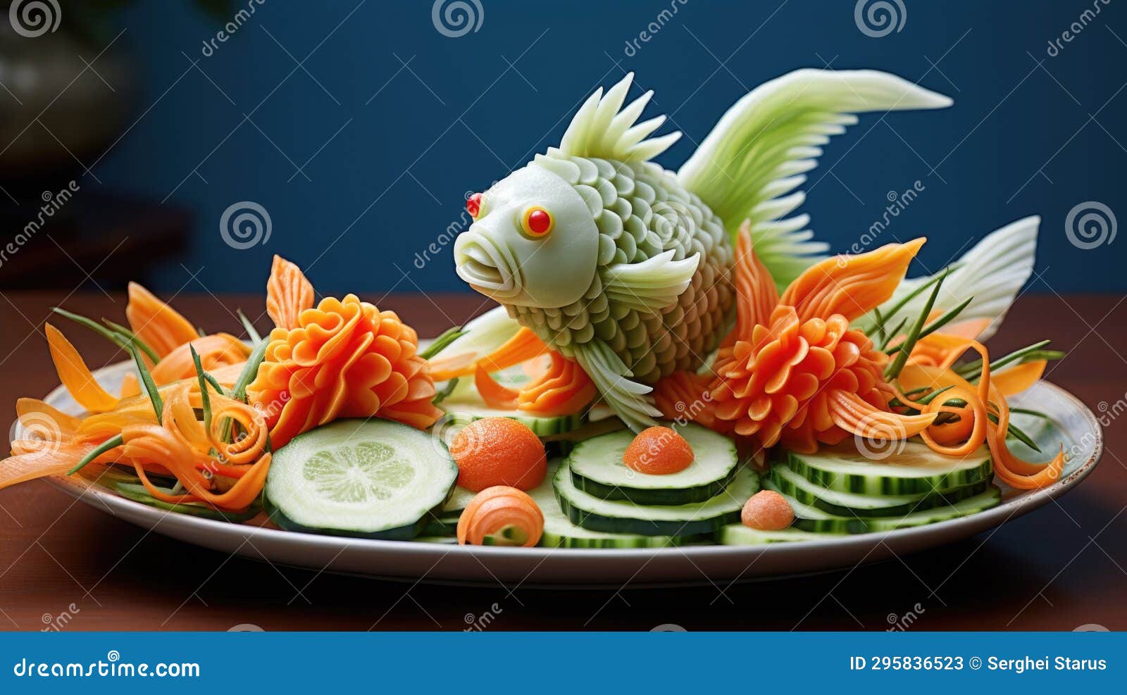 A Fish Made Out of Vegetables and Fruit, AI Stock Image - Image of ...