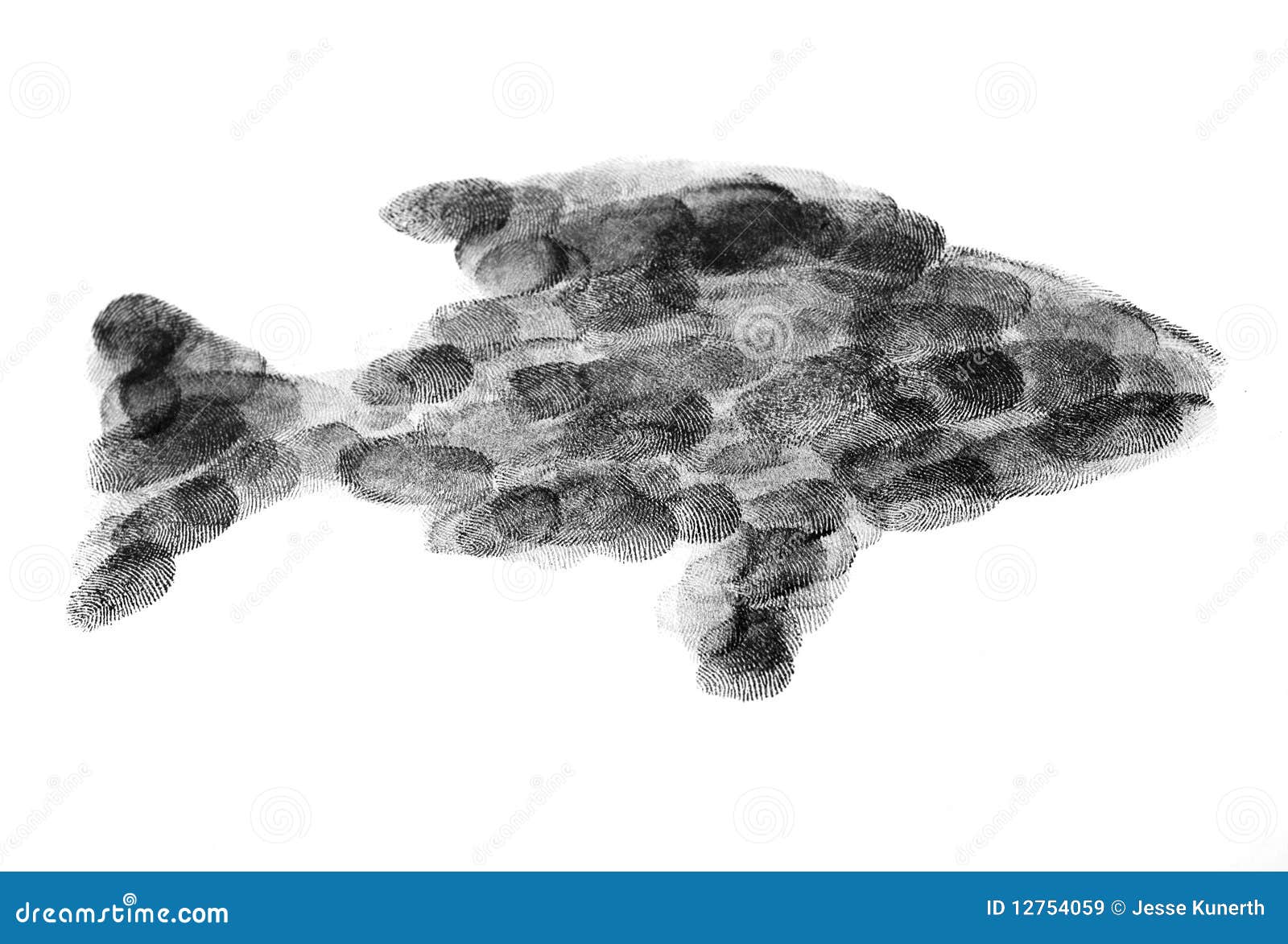 Fish Made Up of Black Ink Fingerprints Stock Illustration ...